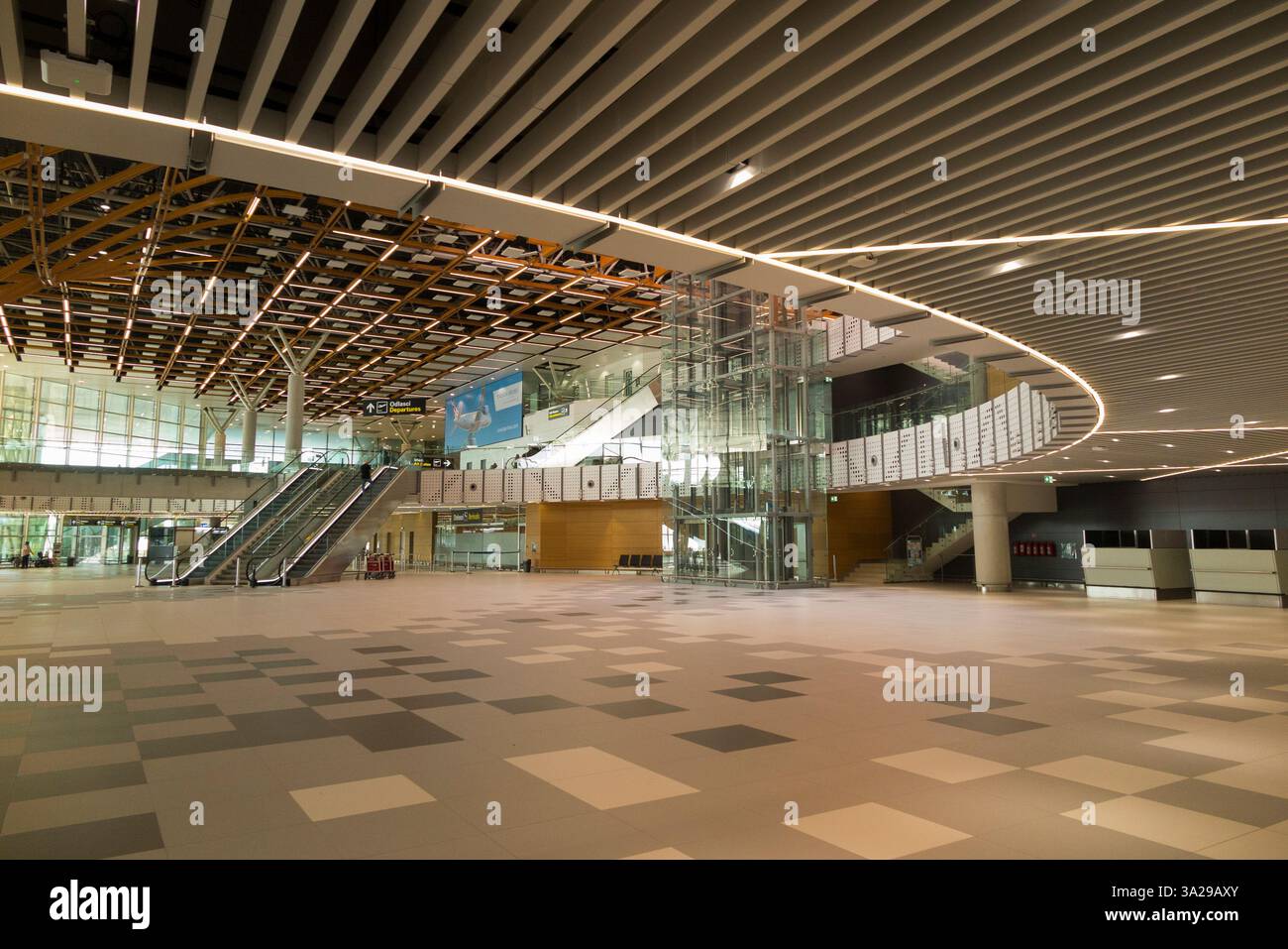 New Split Airport; interior / inside atrium of the main entrance hall ...