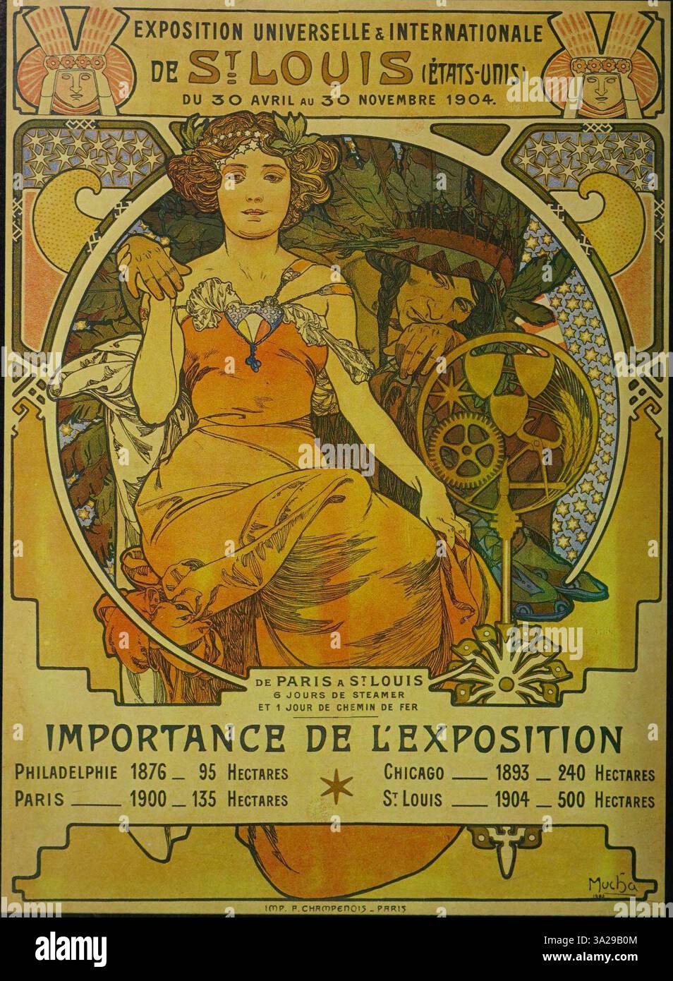 This print from Alphonse Mucha’s 'Bridges' series features a stylized ...