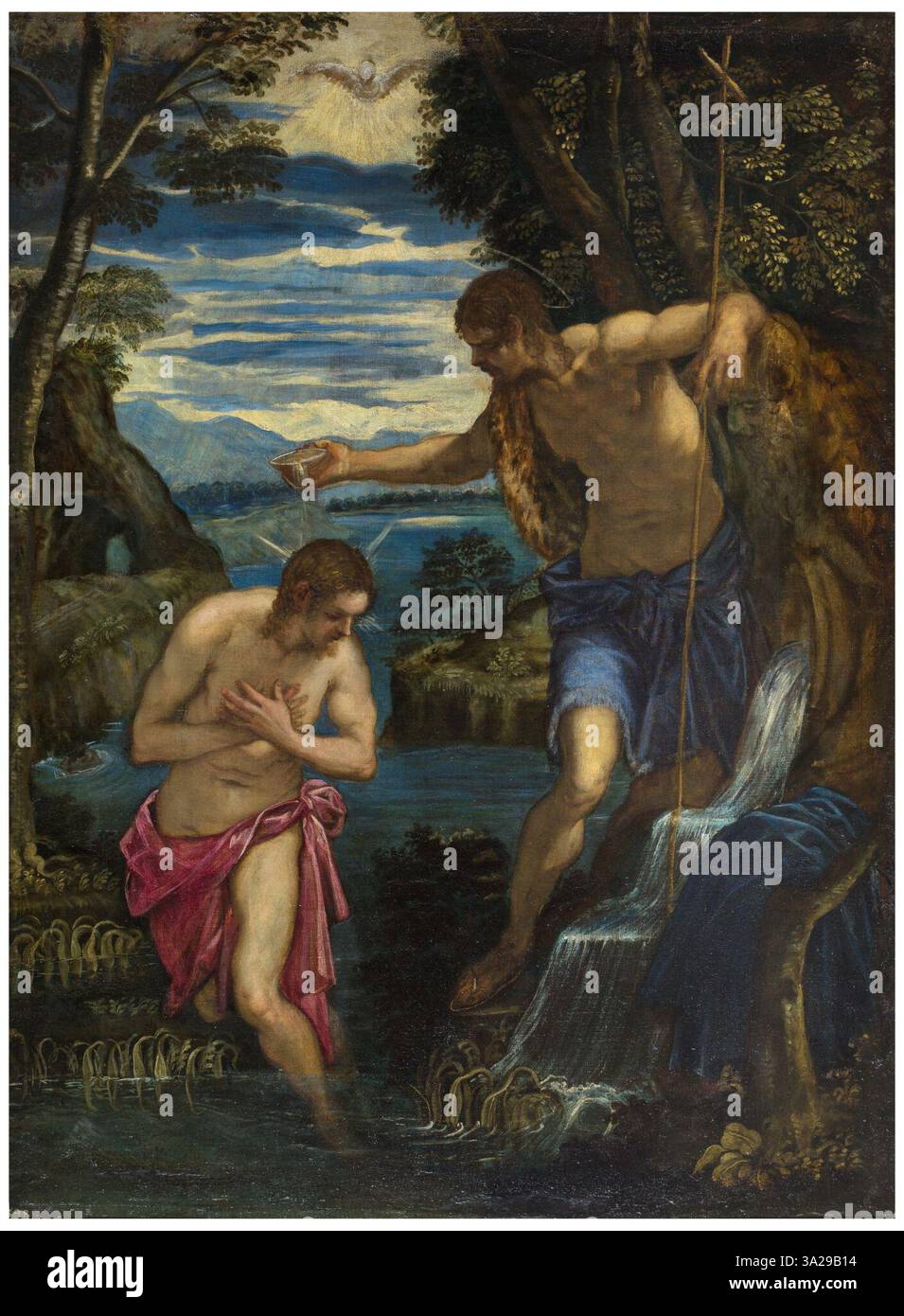Domenico Tintoretto’s Baptism of Christ presents a moment from the New ...