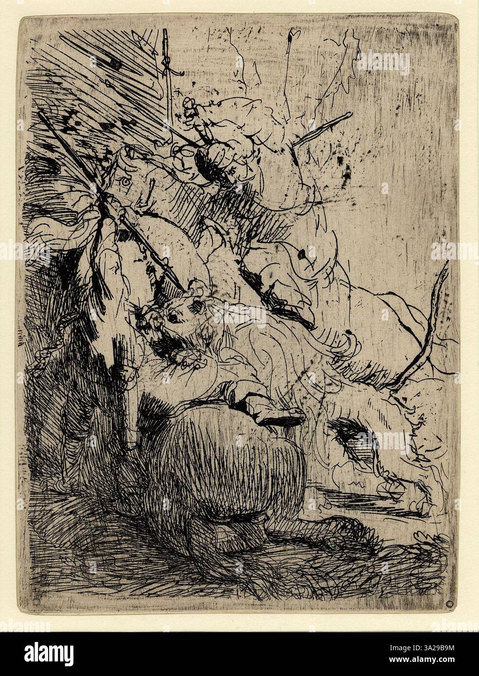 This etching highlights Rembrandt's exceptional technique in capturing ...