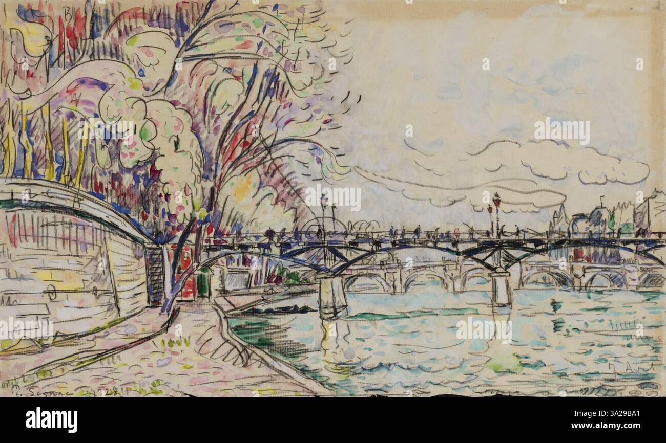 This painting by Paul Signac depicts the famous Pont des Arts in Paris ...