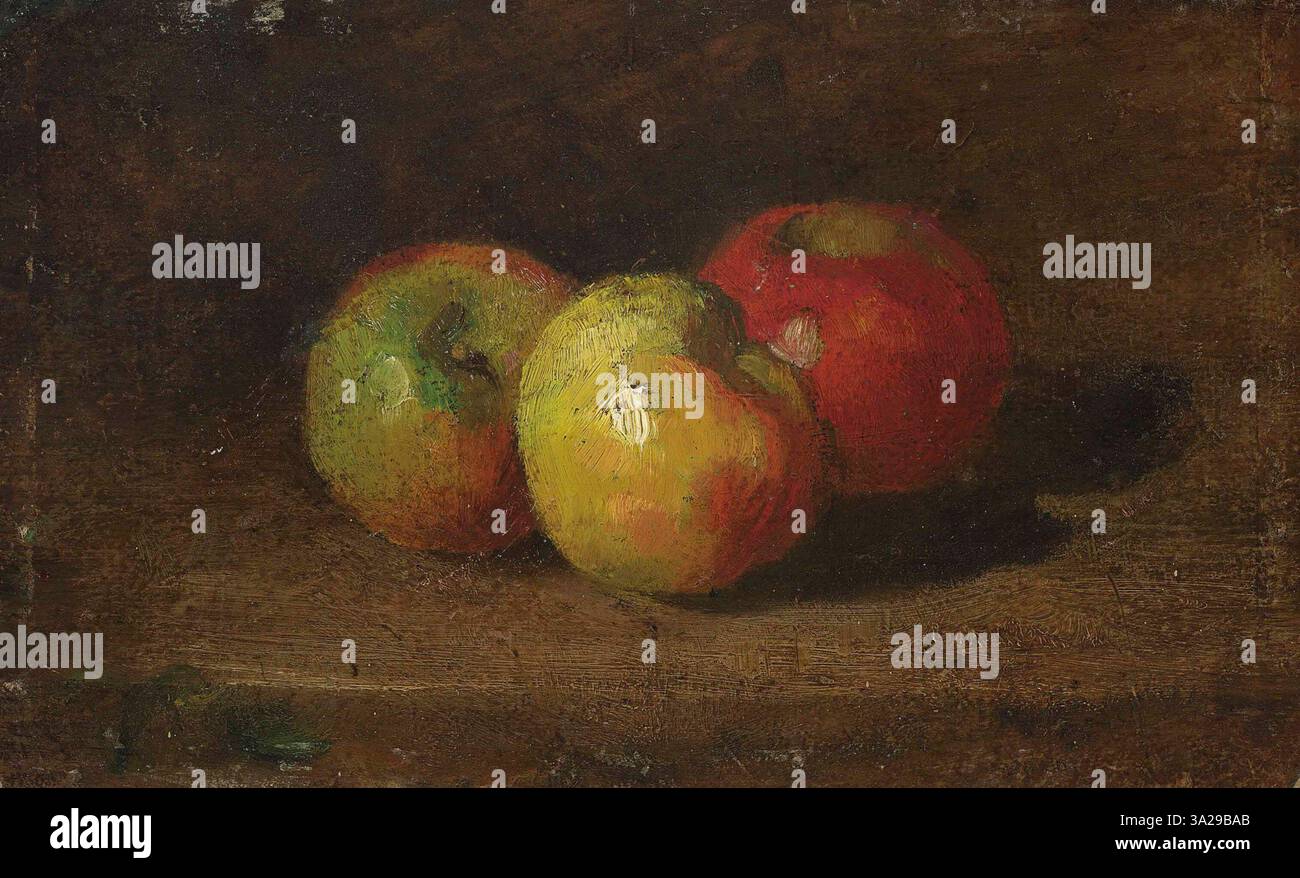 *Nature Morte aux Trois Pommes* is a still life from Courbet depicting ...