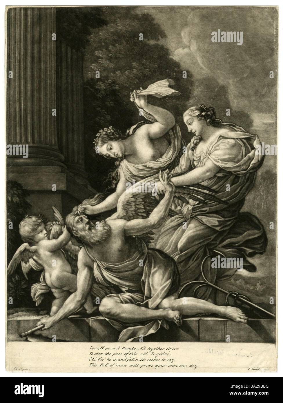 The image titled 'Love, Hope, and Beauty' shows the allegorical figures ...