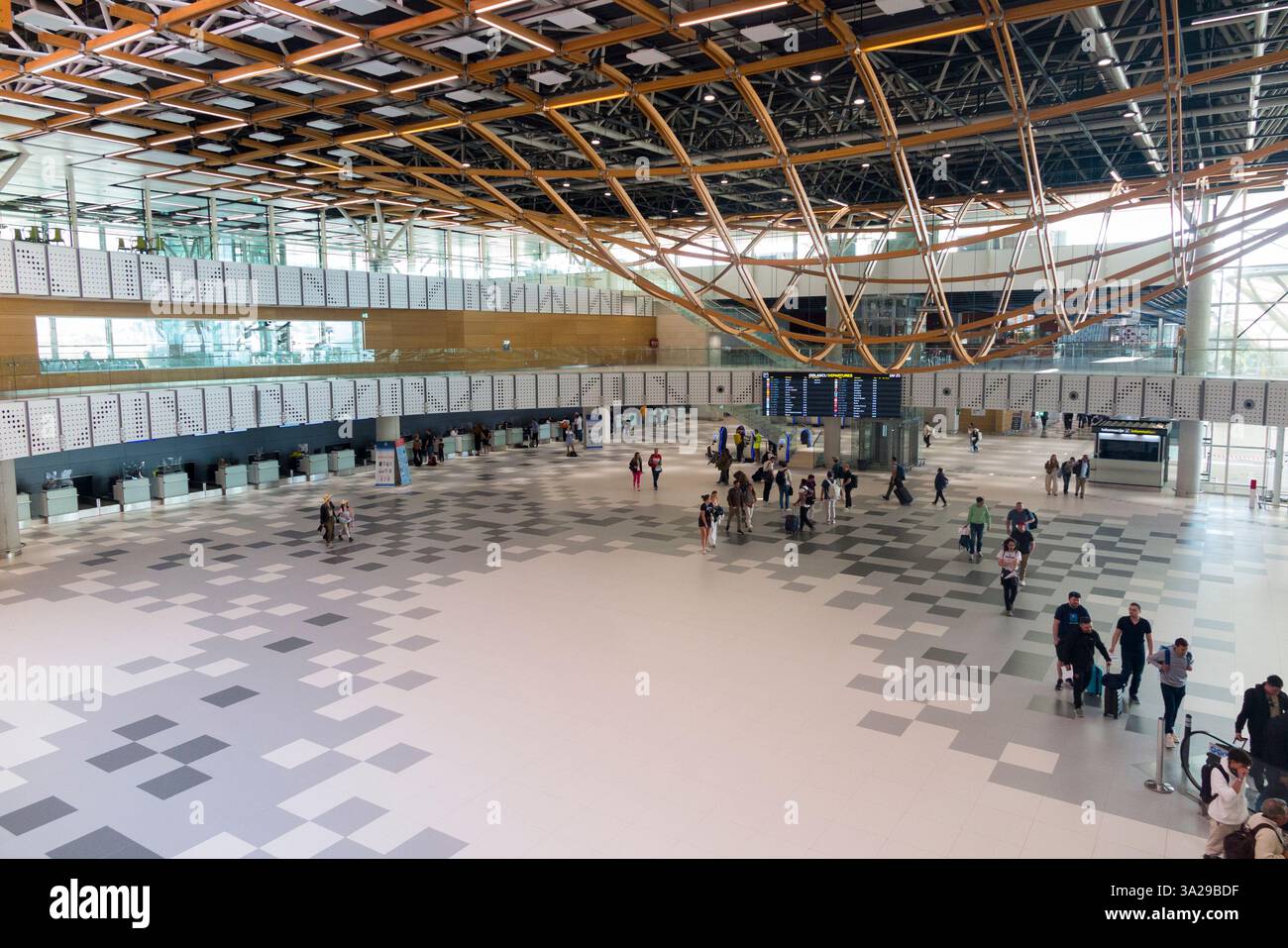 New Split Airport; interior / inside atrium of the main entrance hall ...