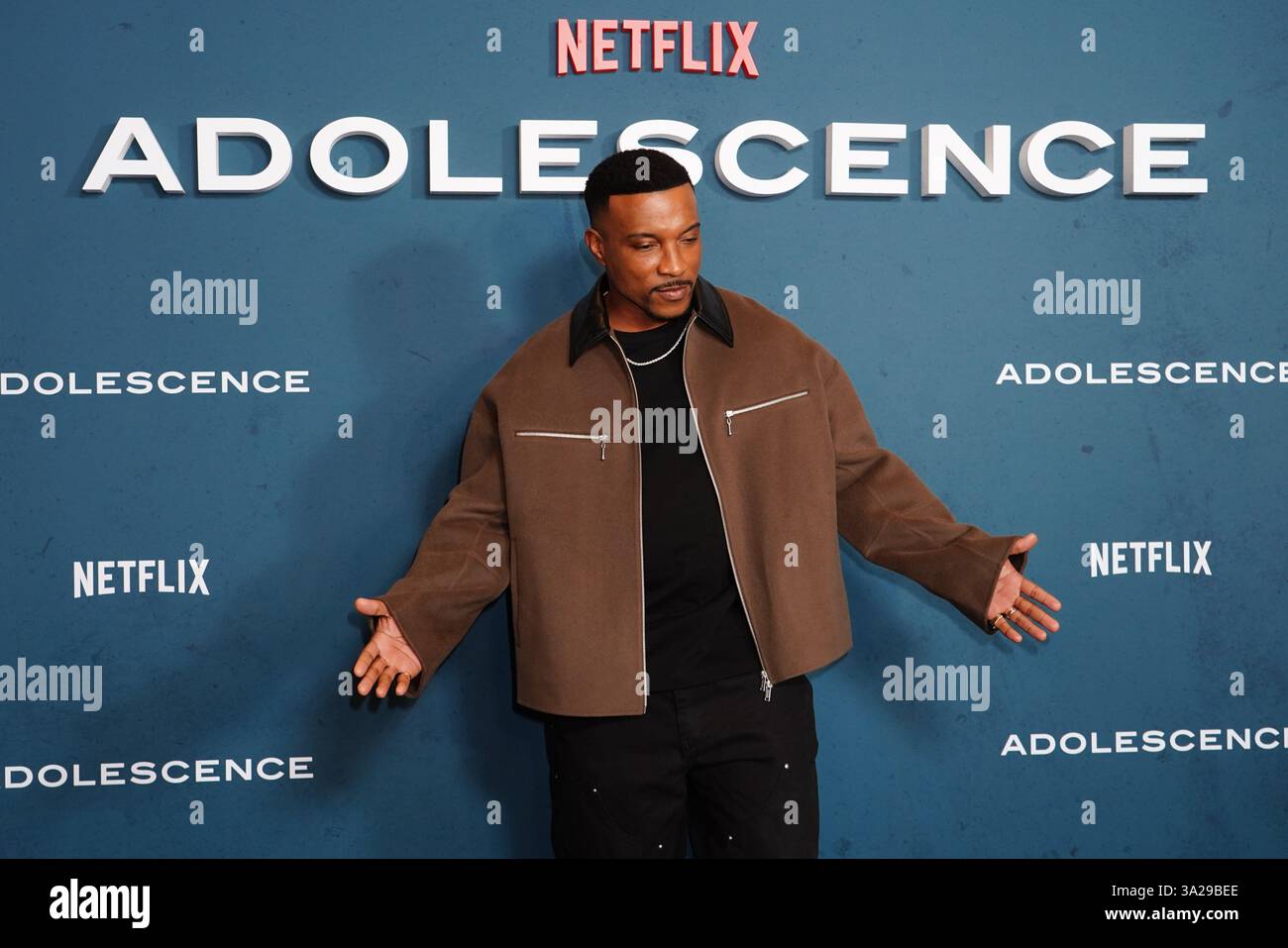 Ashley Walters arriving for the special screening of Adolescence, at ...