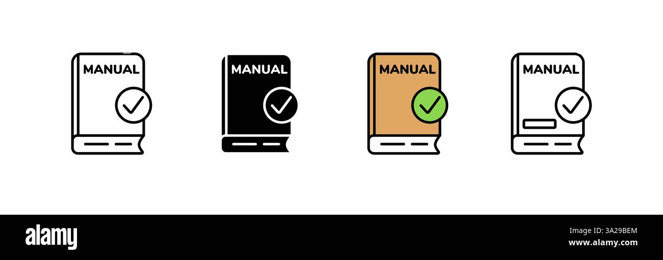 Various book manuals with check marks indicating approval or completion ...