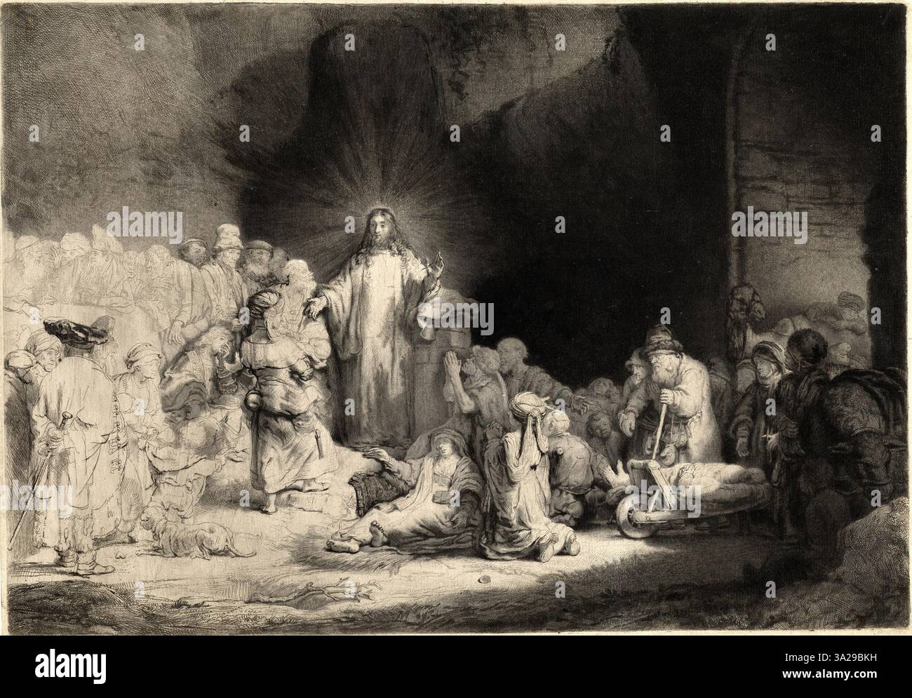 Rembrandt’s etching from 1843 exemplifies his technique of using strong ...