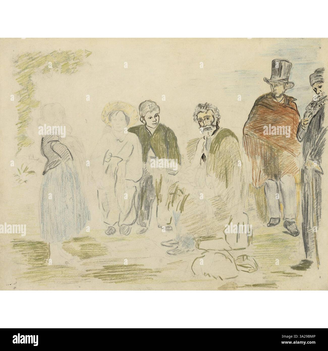 This study shows an elderly musician, possibly preparing for a larger ...