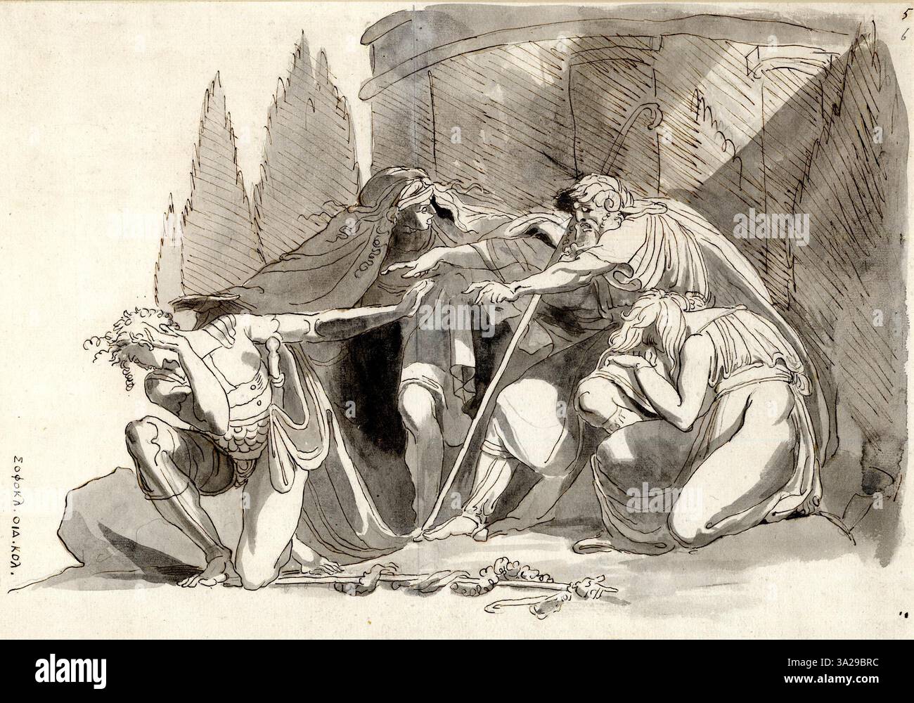 This image captures Oedipus as he curses his son in the dramatic scene ...