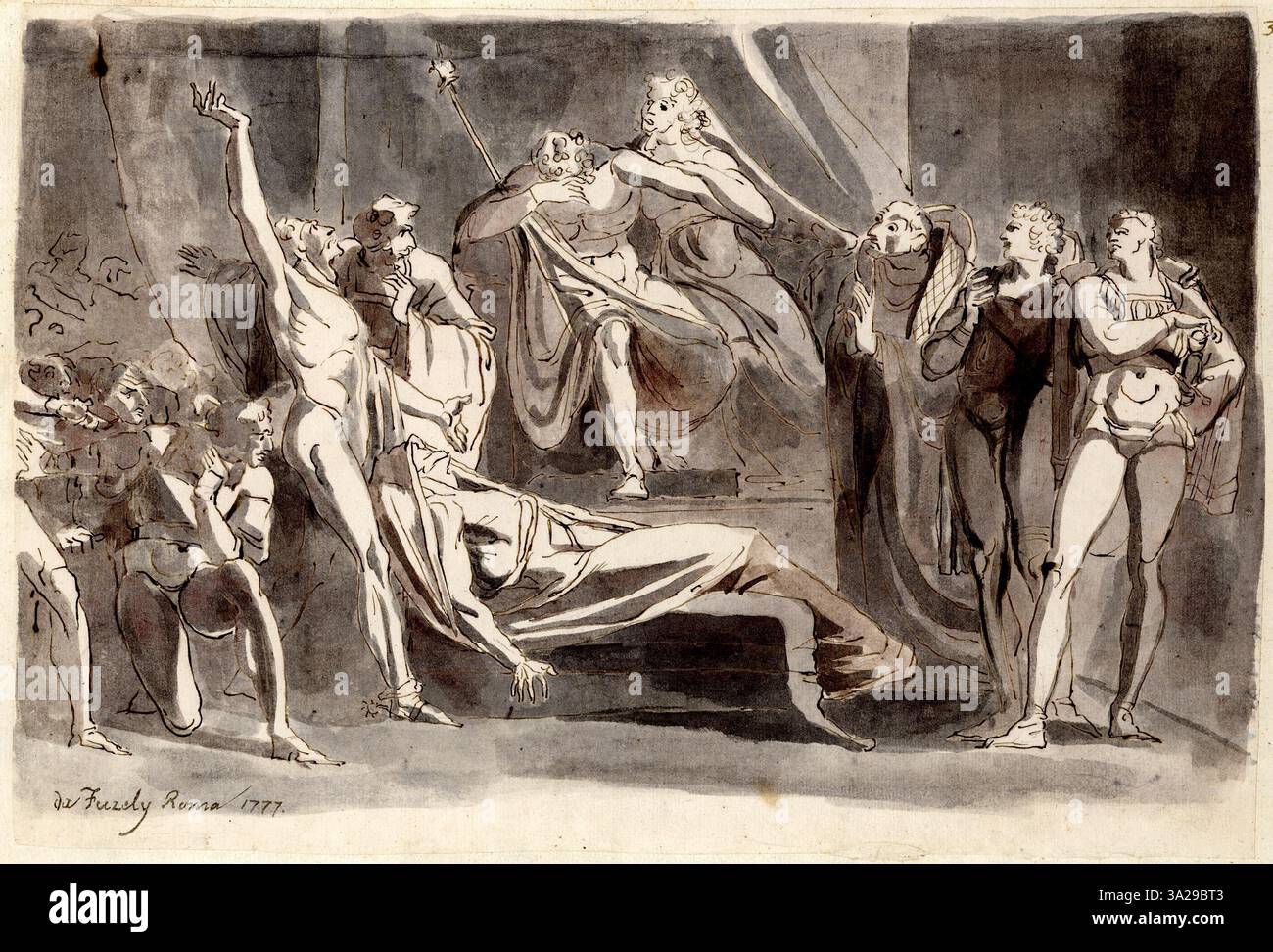 This drawing depicts the corpses of Warwick and Gloucester, two ...