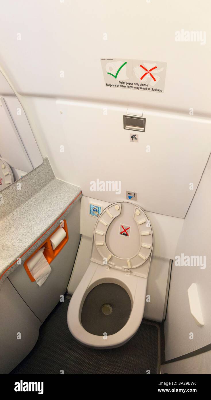 Toilet / lavatory of Airbus A319 plane / bathroom on an aircraft ...