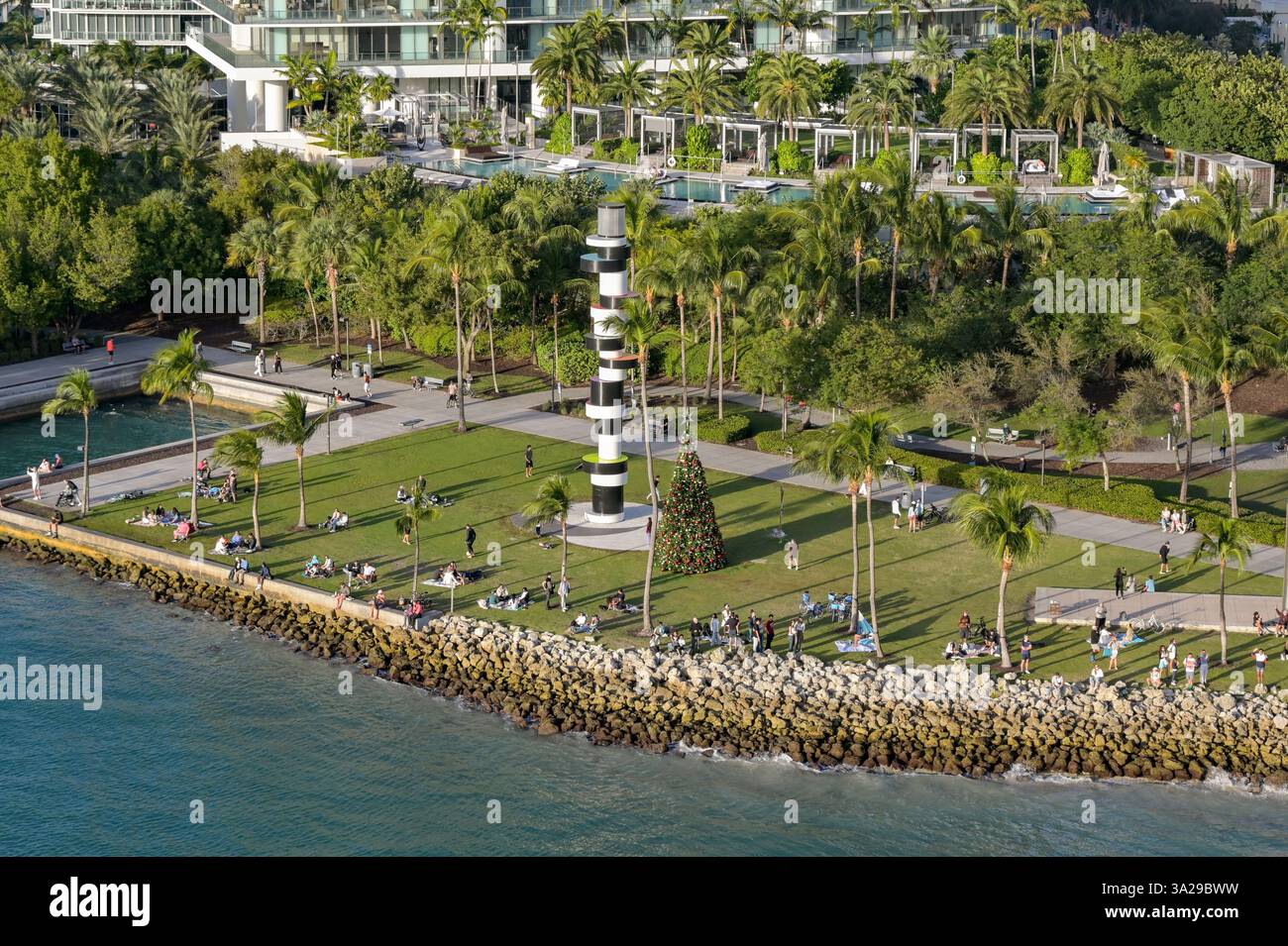 Miami, Florida, USA - 4 January 2025: Aerial view of the lighthouse in ...