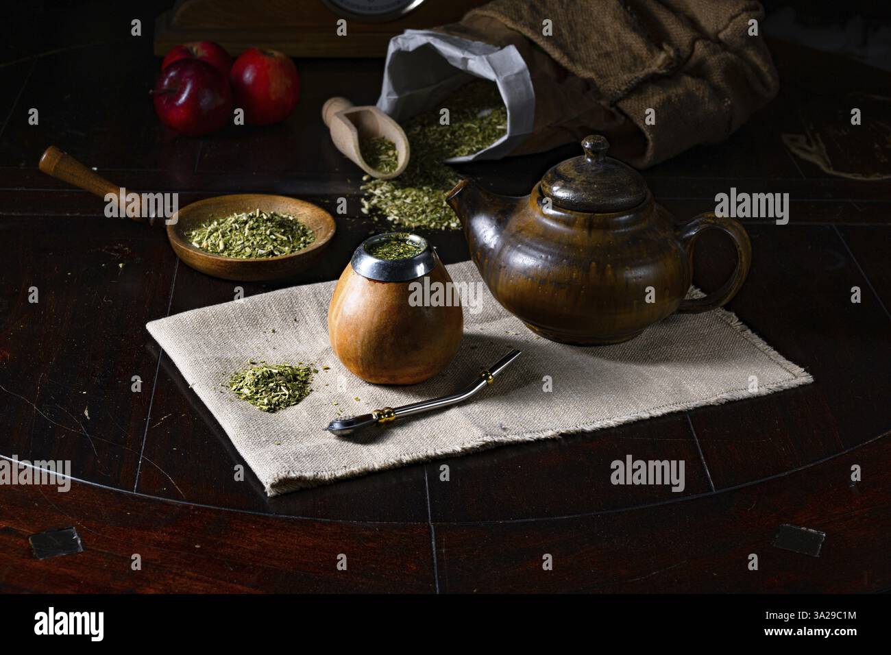 Prepare yerba mate with calabash and bombilla Stock Photo - Alamy
