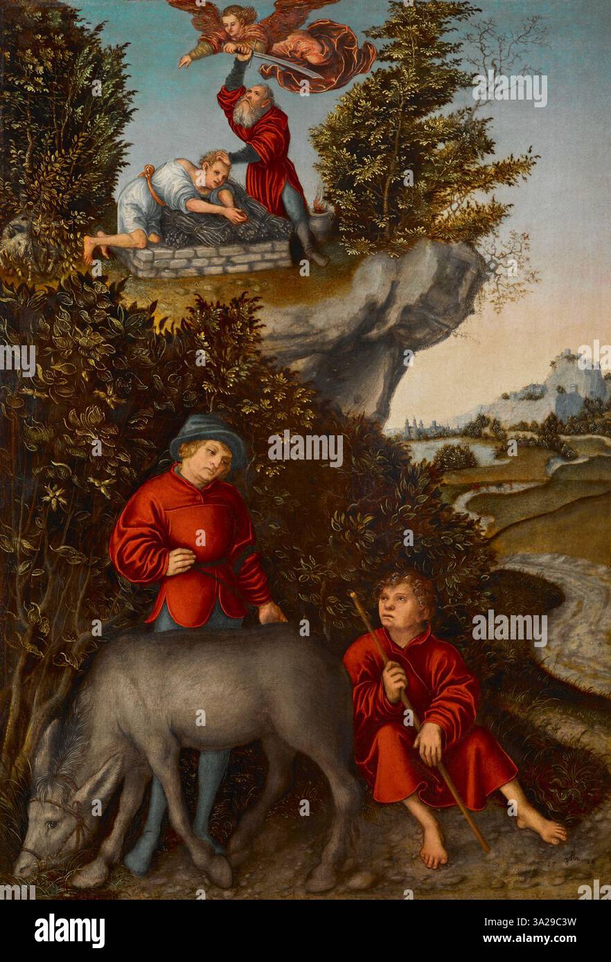 The Sacrifice of Abraham (1531) by Lucas Cranach the Elder depicts the ...