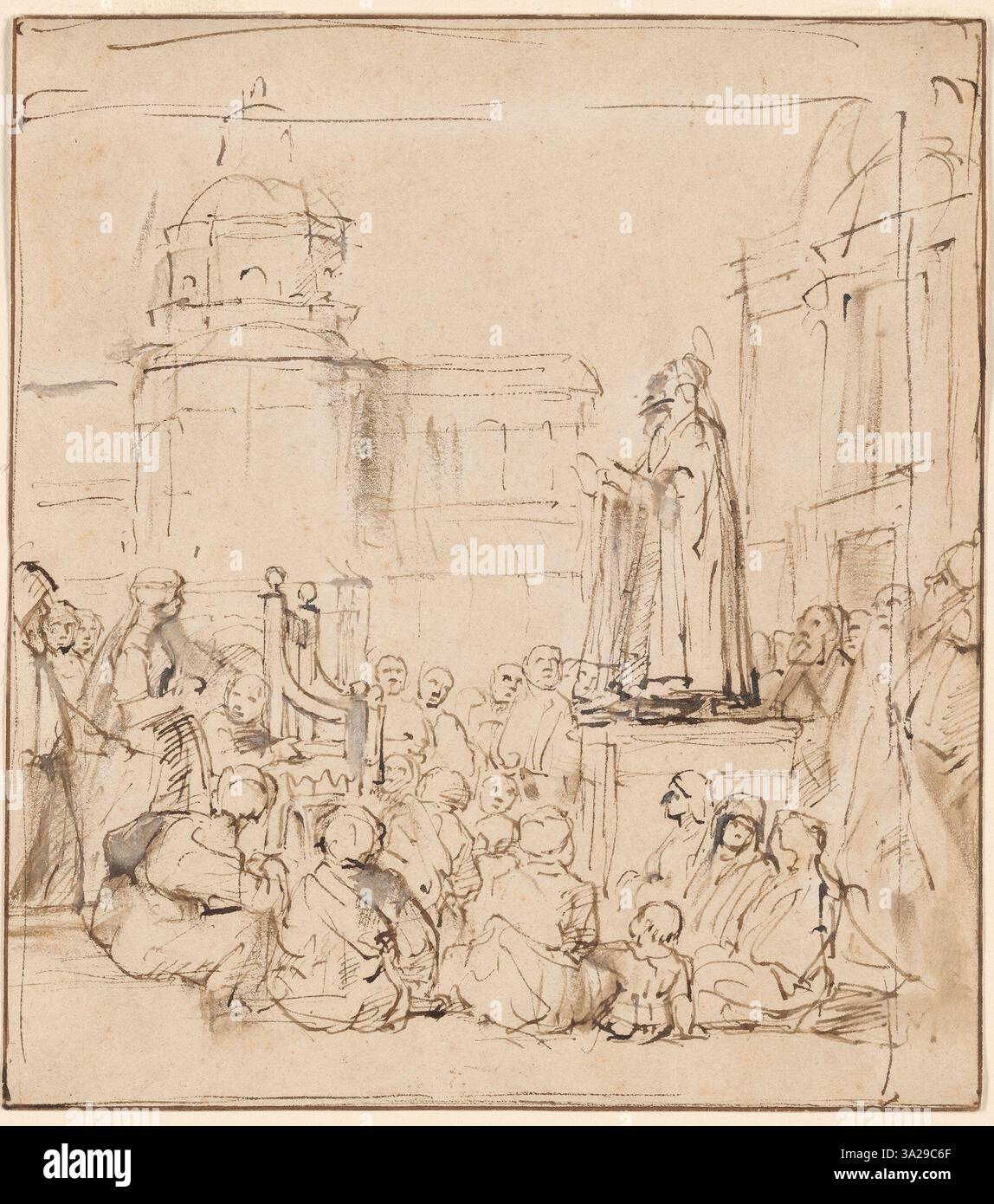 This painting portrays St. Mark preaching, capturing his expression and ...