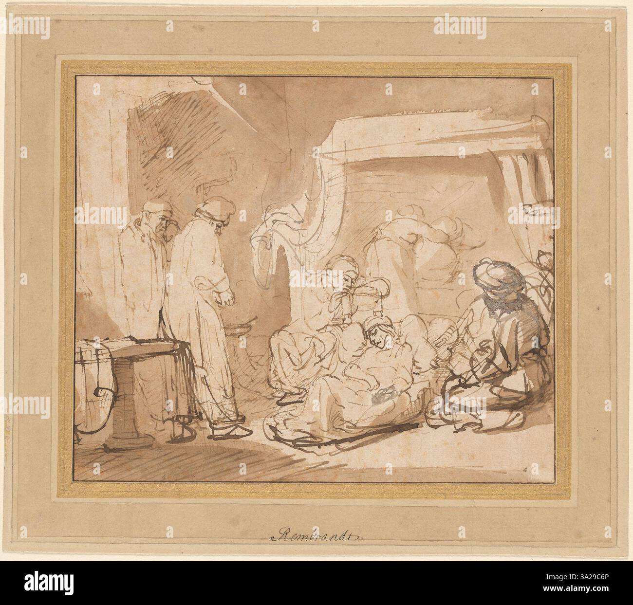 This piece from the Rembrandt School depicts the biblical scene of the ...