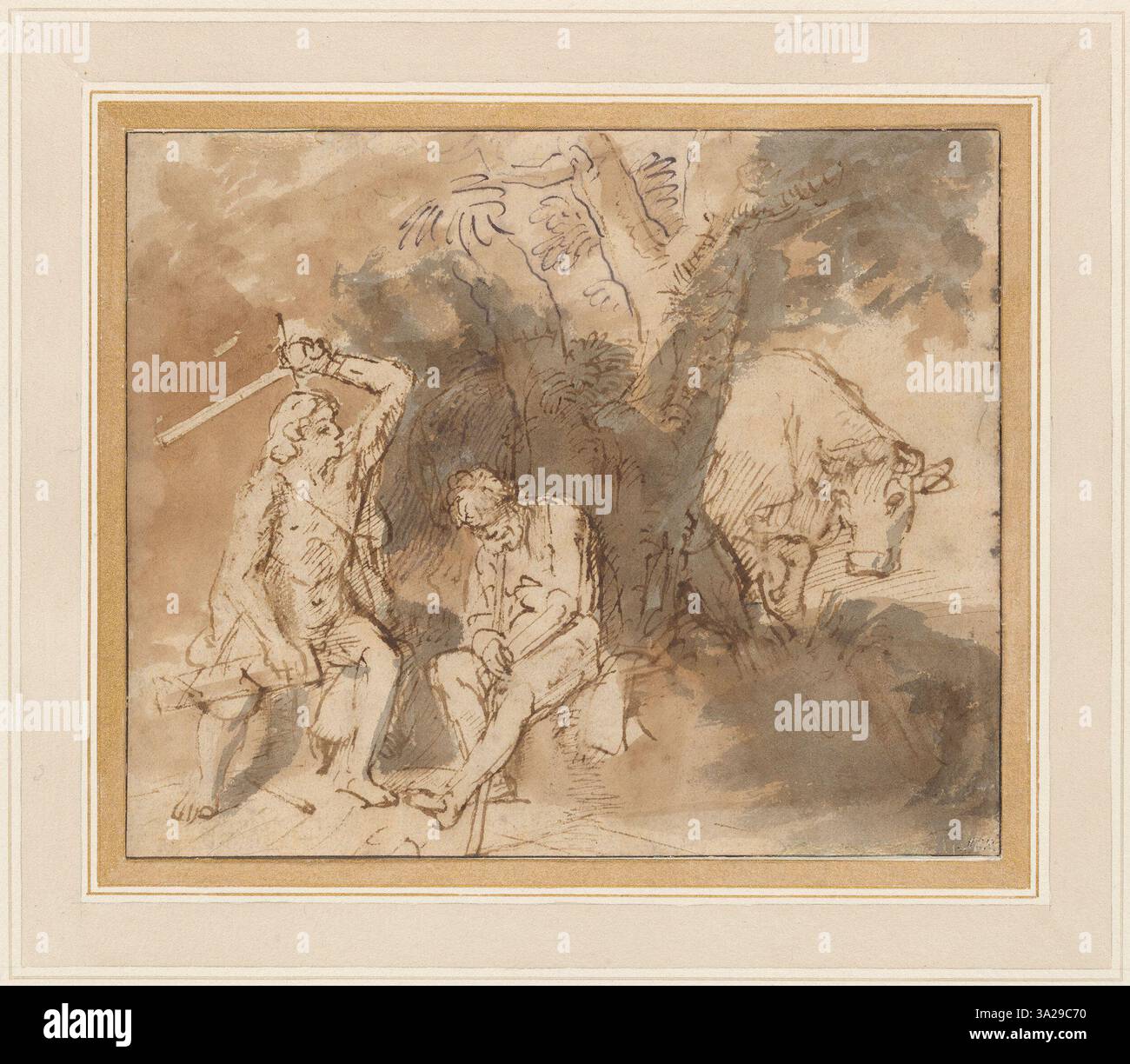 This mythological scene depicts Mercury and Argus from Greek mythology ...