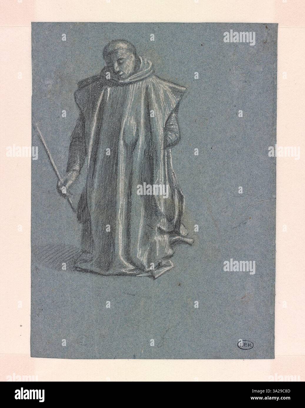 In this recto study, Carpaccio captures the form of a kneeling monk ...