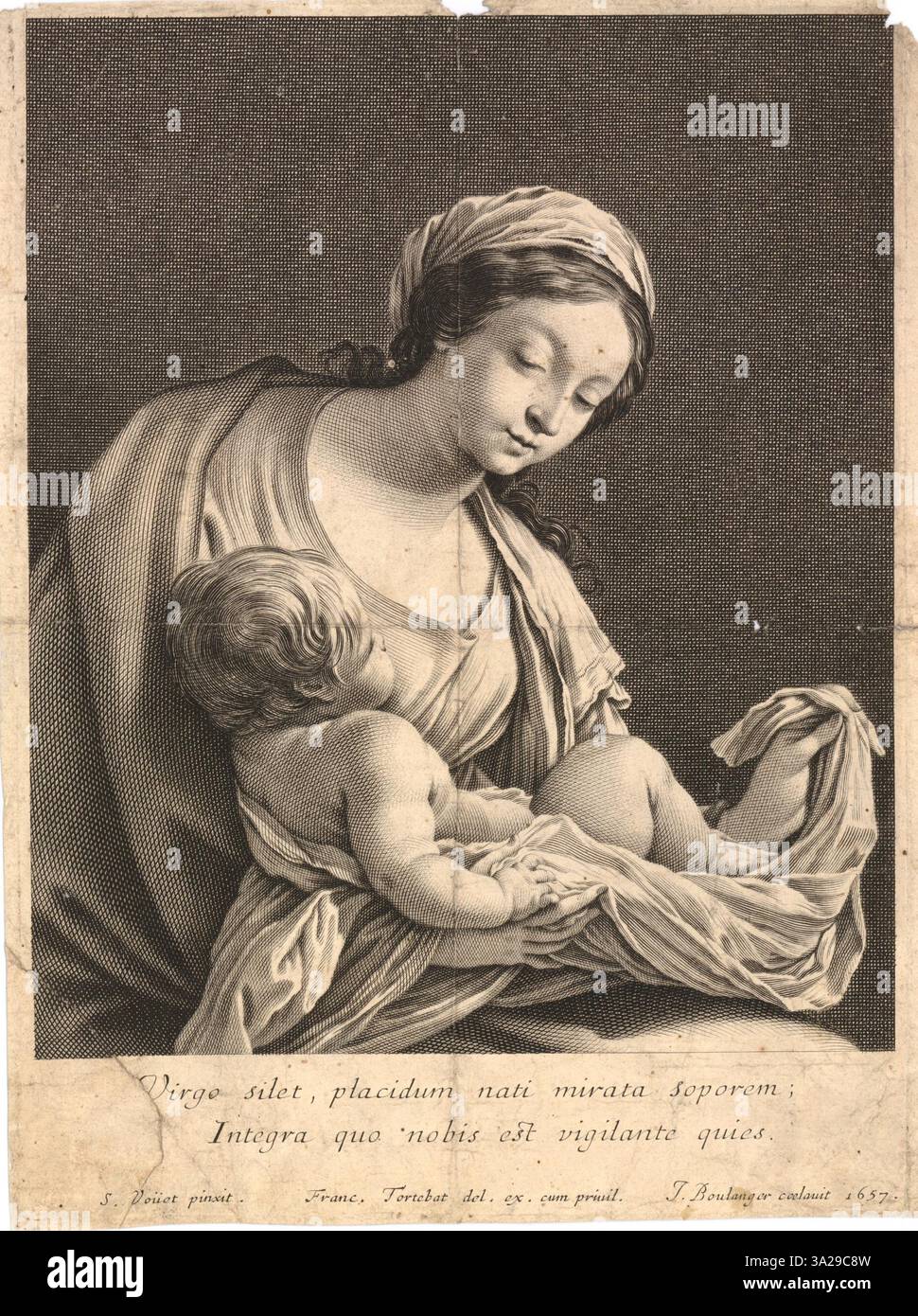 A half-length depiction of the Virgin Mary holding the infant Christ Child, demonstrating the ...