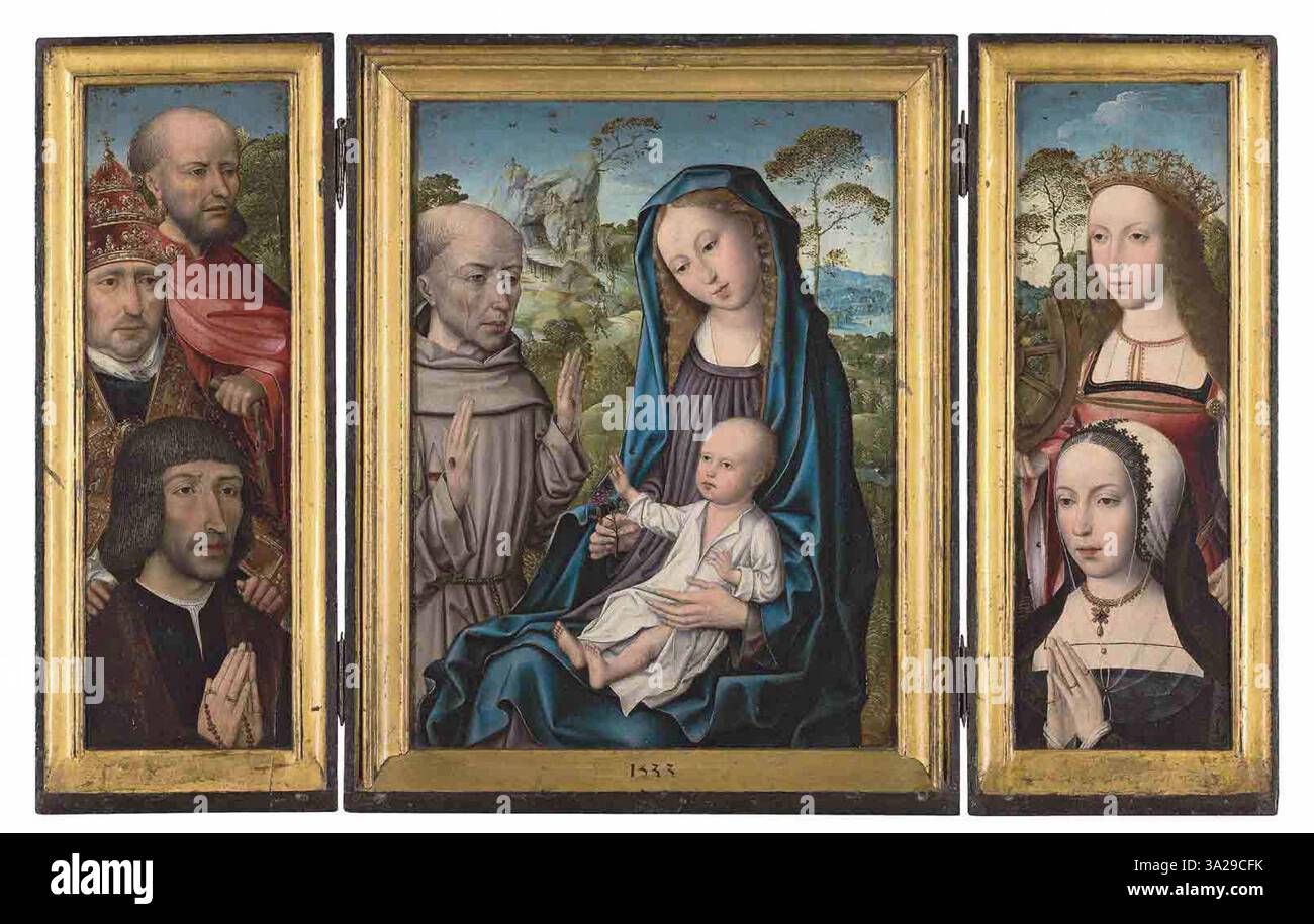 The central panel of this triptych by the Master of the Legend of Saint Mary Magdalene features ...