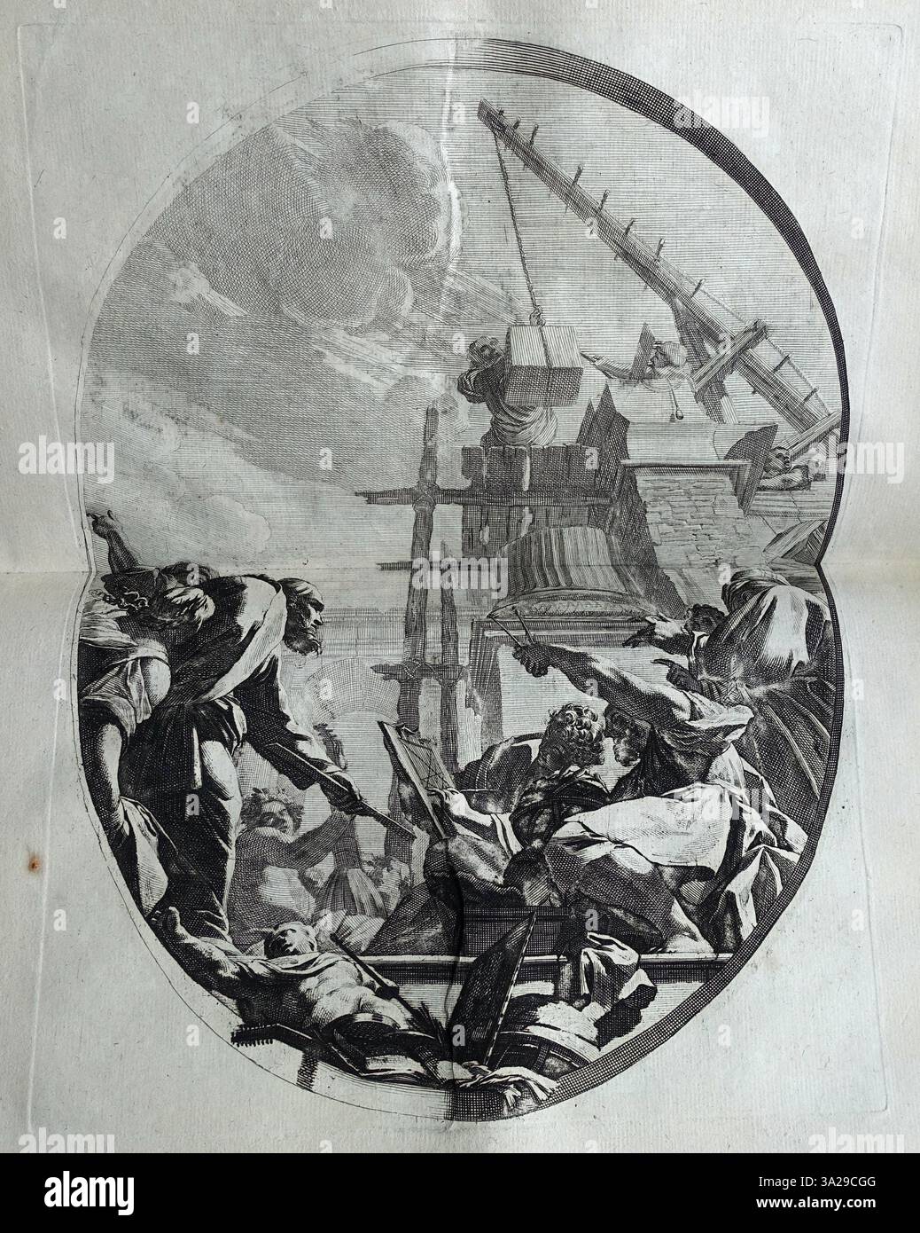 This engraving depicts the Porticus Bibliothecae, an architectural ...