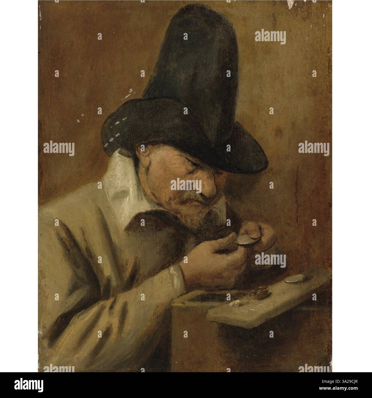 This painting by Joos van Craesbeeck depicts a peasant engrossed in ...