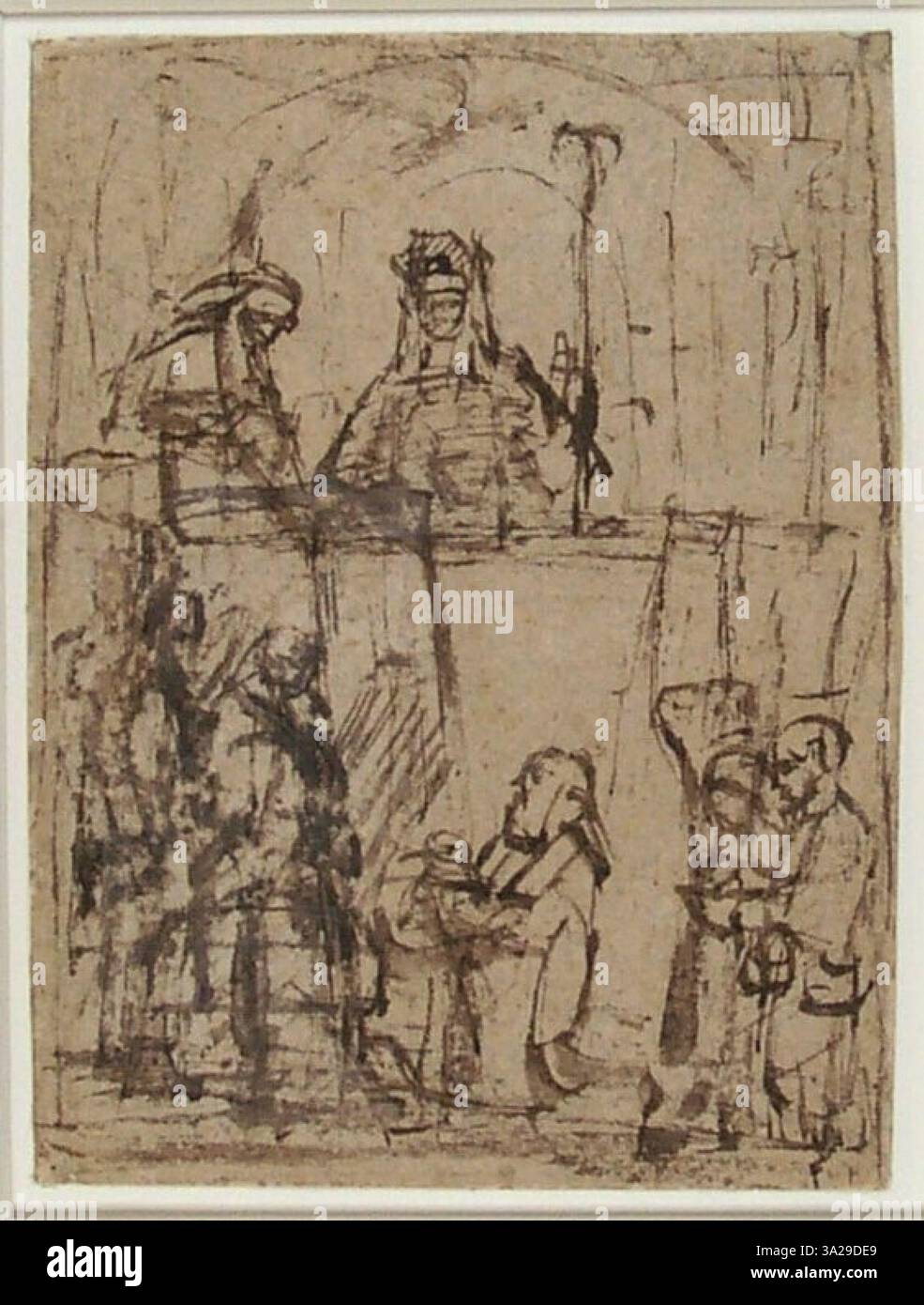 This anonymous work, in the style of Rembrandt, depicts the ...