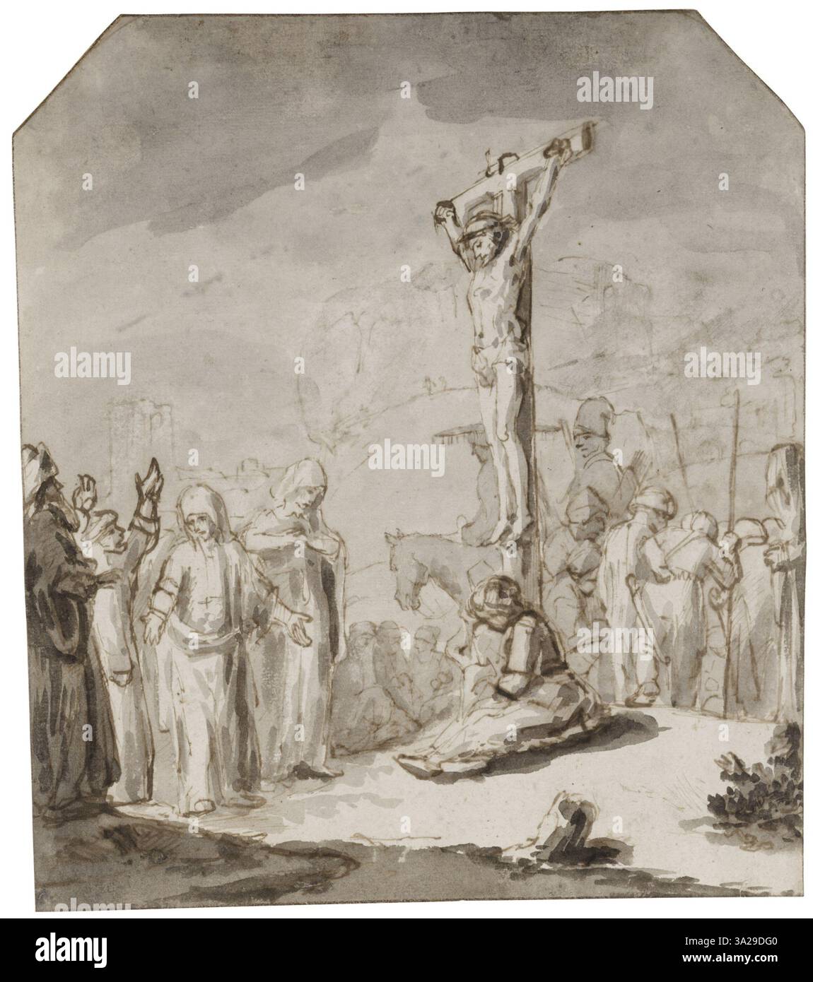 This painting shows the crucifixion of Christ, a powerful religious ...