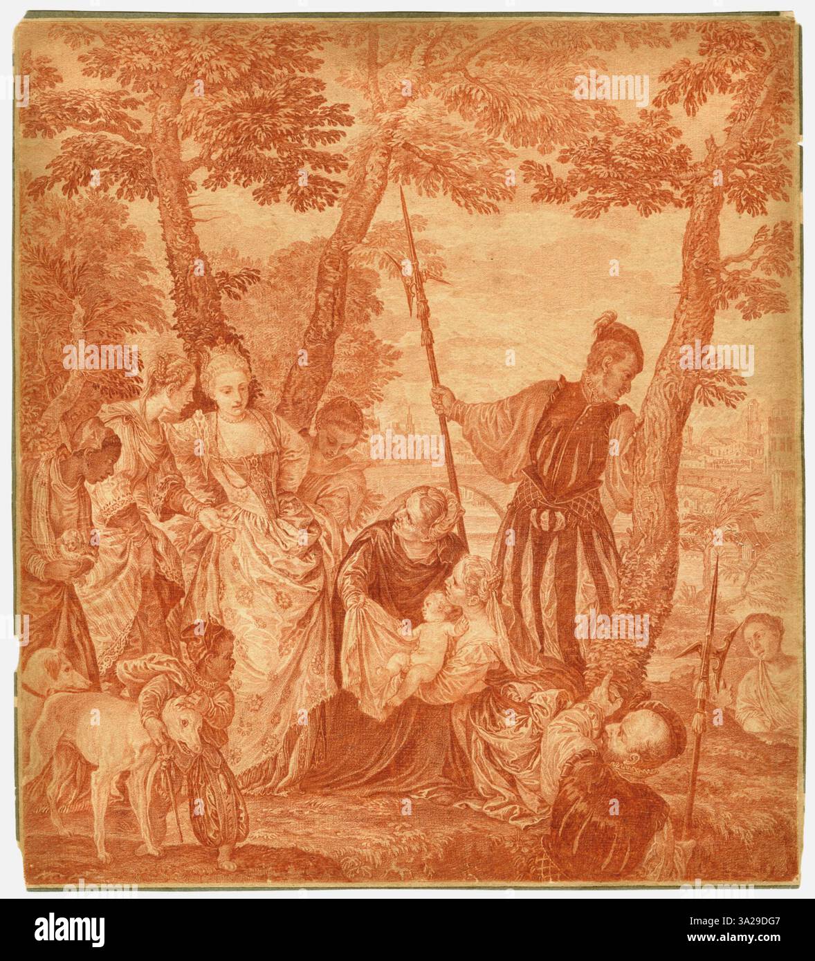 This reproduction of Veronese’s 'The Finding of Moses' depicts the ...
