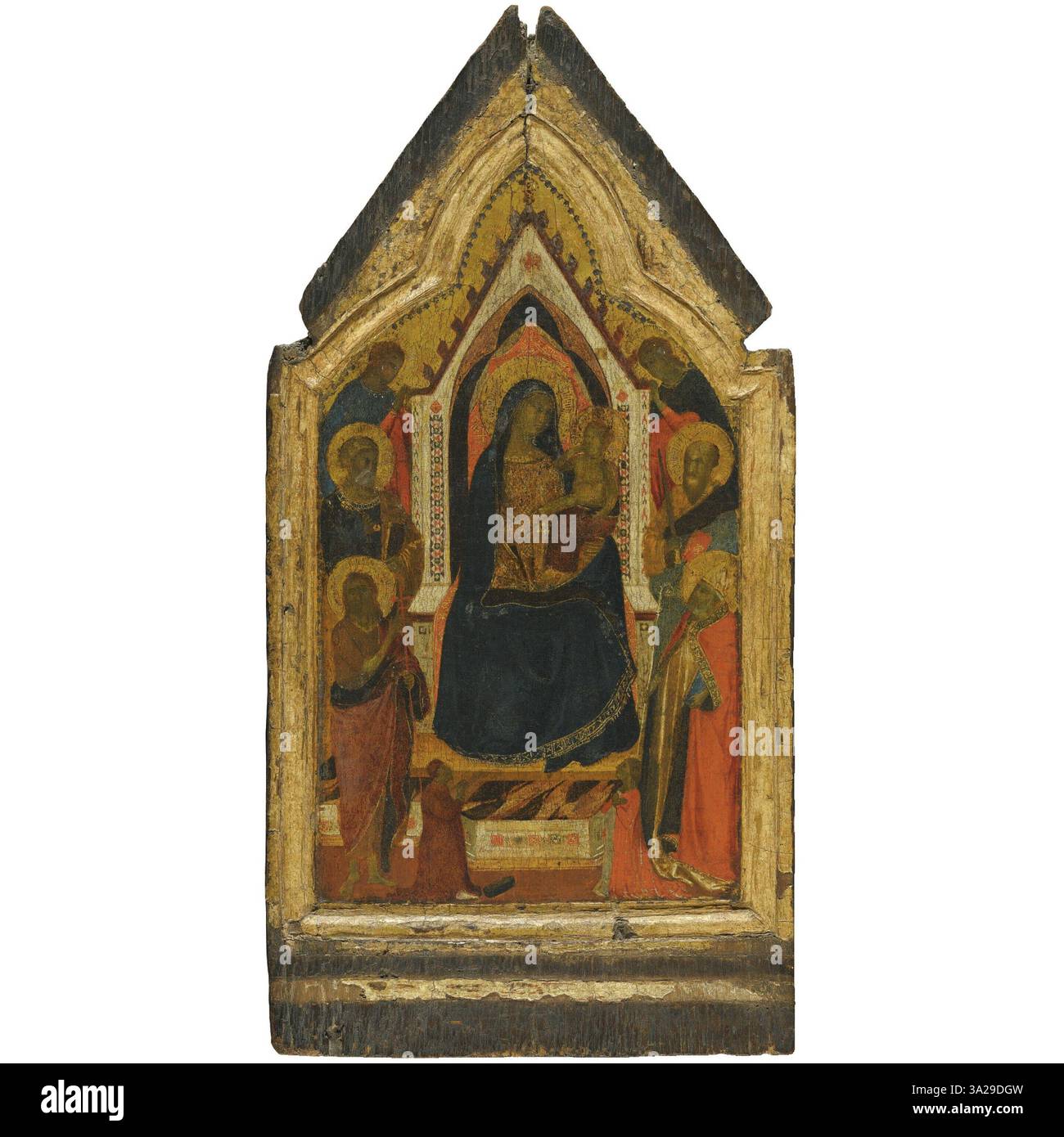 Taddeo Gaddi’s painting shows the Madonna and Child enthroned, surrounded by Saints John the ...