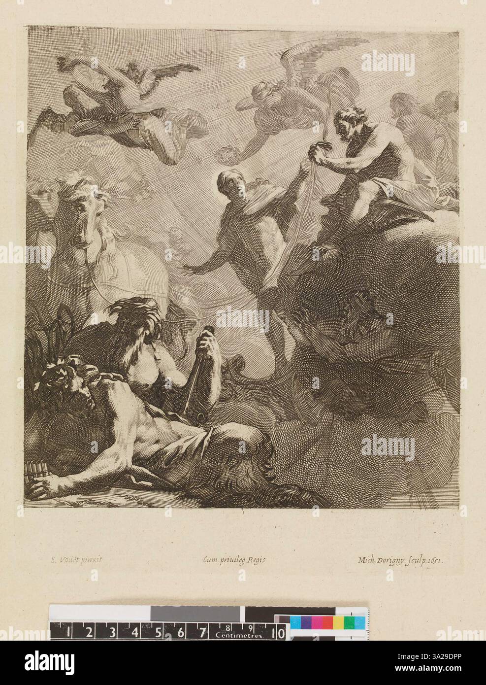 Jupiter is depicted handing the reins of the sun chariot to Phaeton, a ...