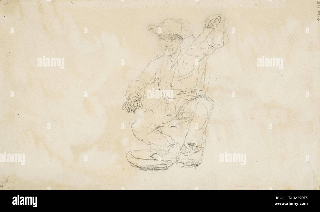 'Paysan Assis' shows a seated peasant figure, depicted from behind ...