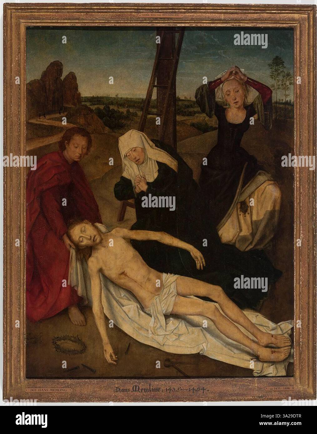 Hans Memling’s 'The Lamentation of Christ,' painted around 1480, depicts the sorrowful moment ...