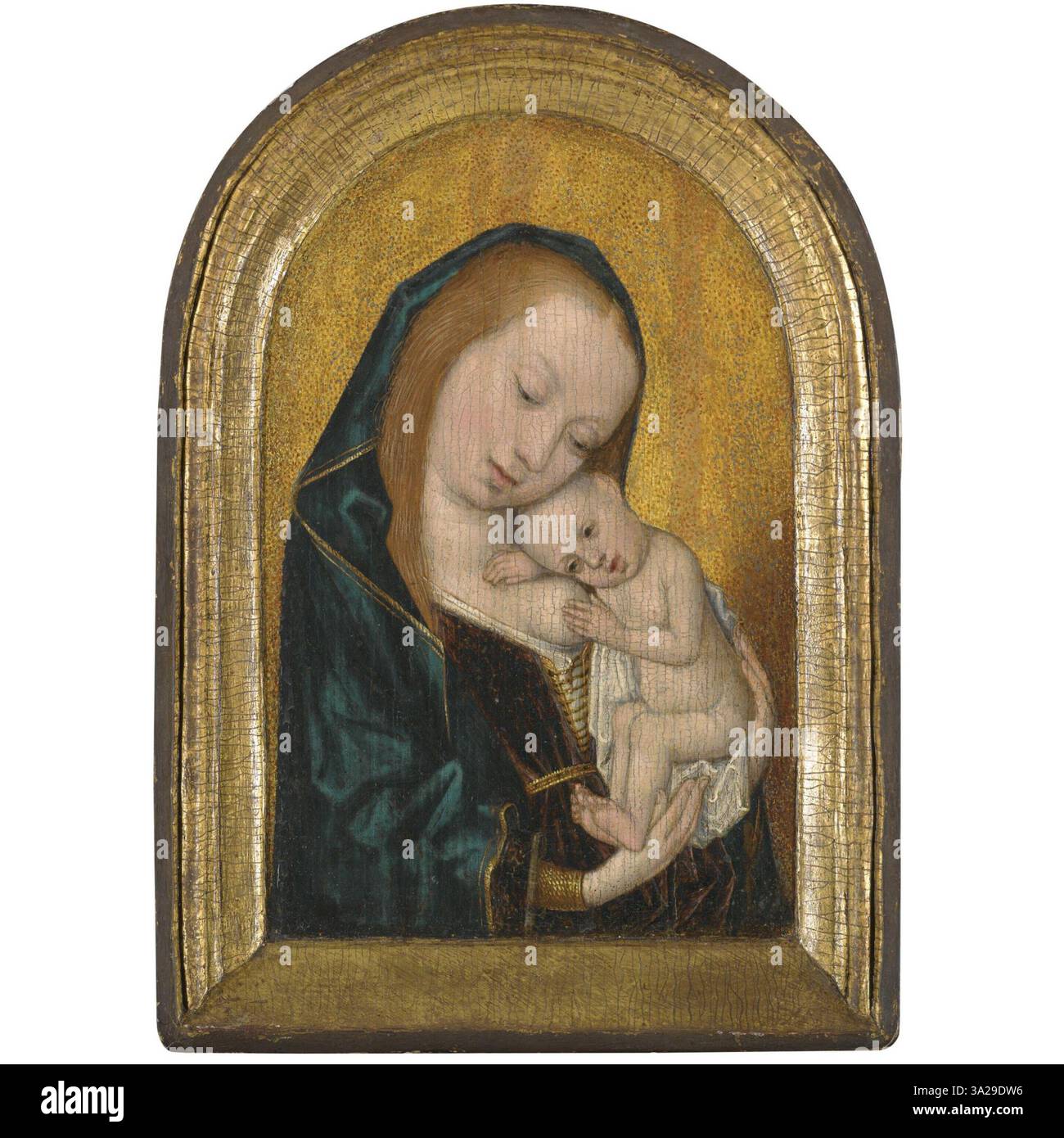 A portrayal of the Virgin and Child by the Master of the Magdalene Legend, embodying the serene ...