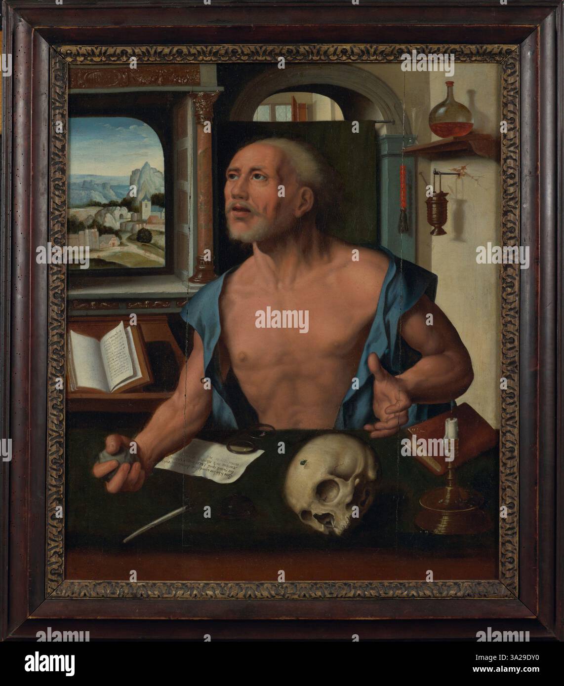Studio of Joos van Cleve, 16th century, Saint Jerome in His Cell. This oil on panel painting ...