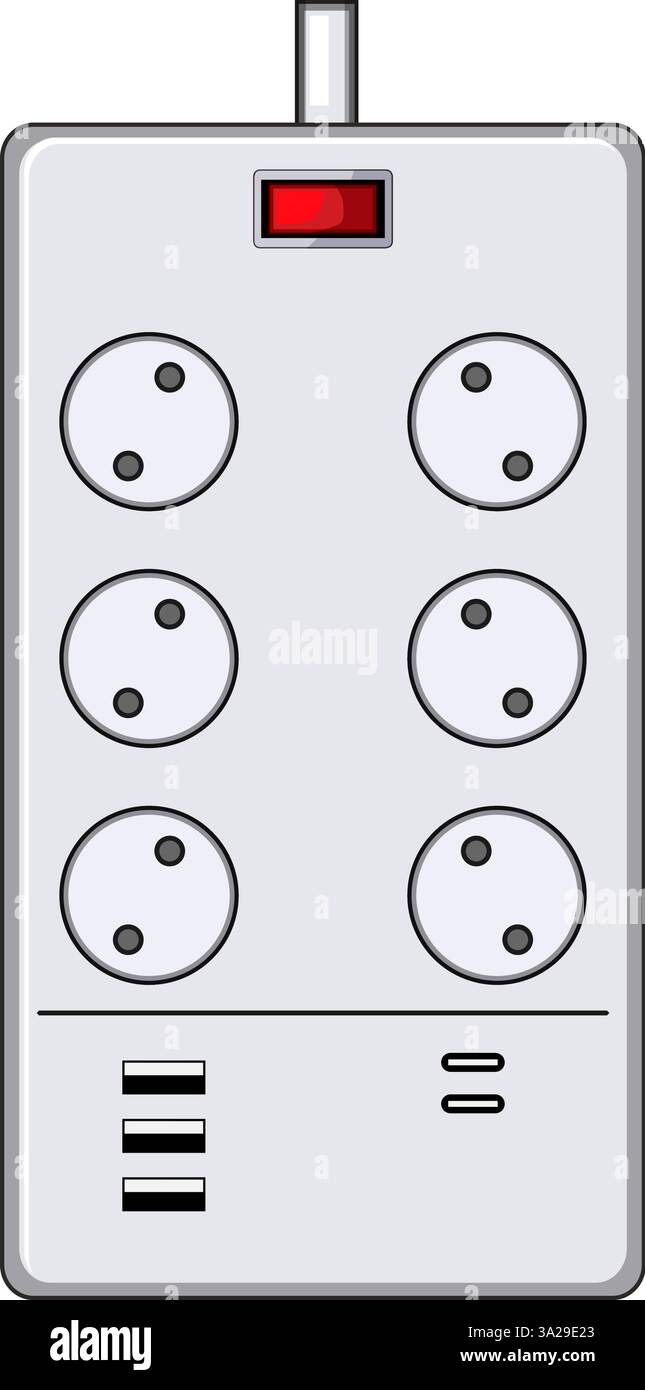 usb power strip smart cartoon vector illustration Stock Vector Image ...