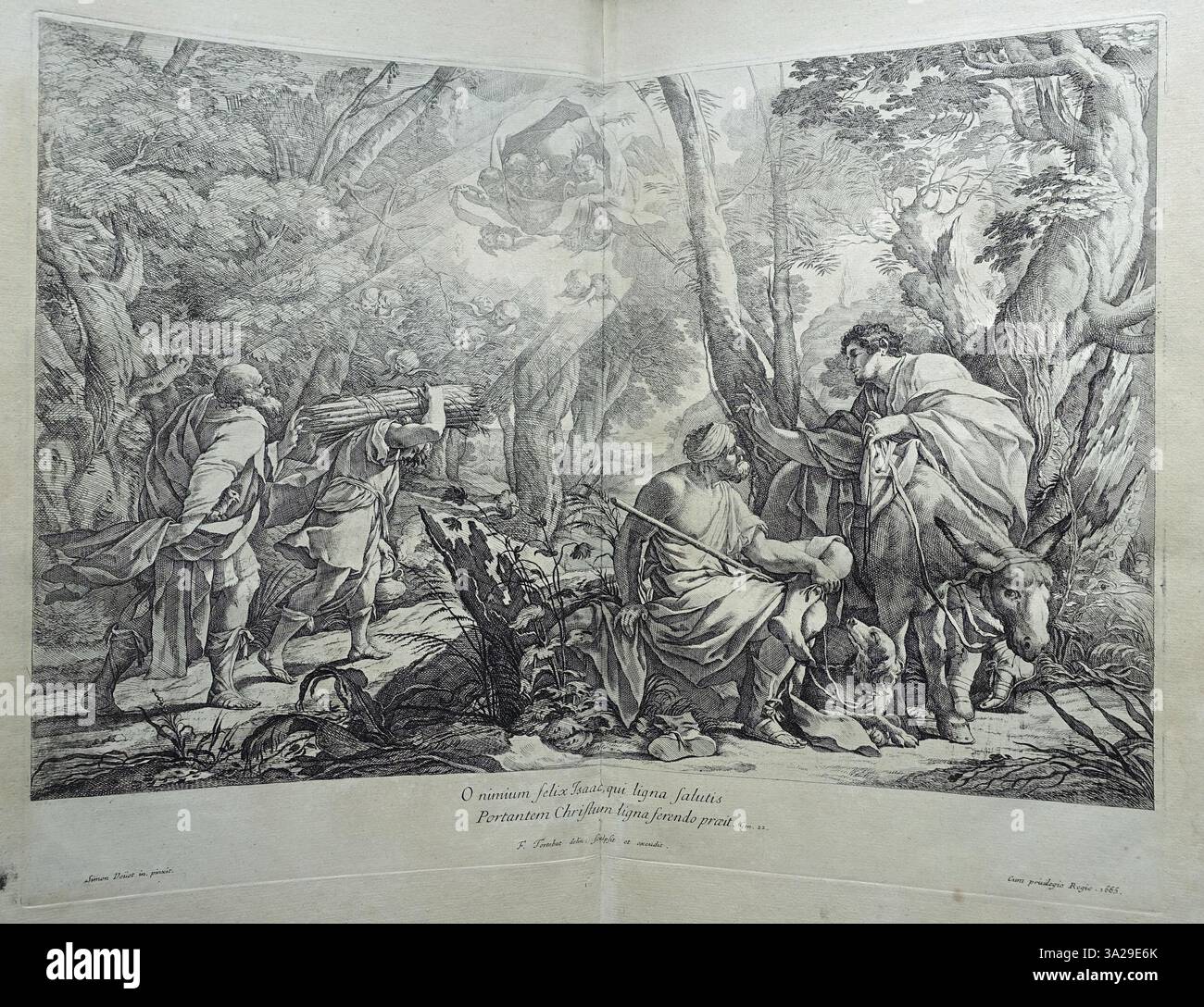 The image shows Isaac carrying firewood on his shoulders, as his father ...