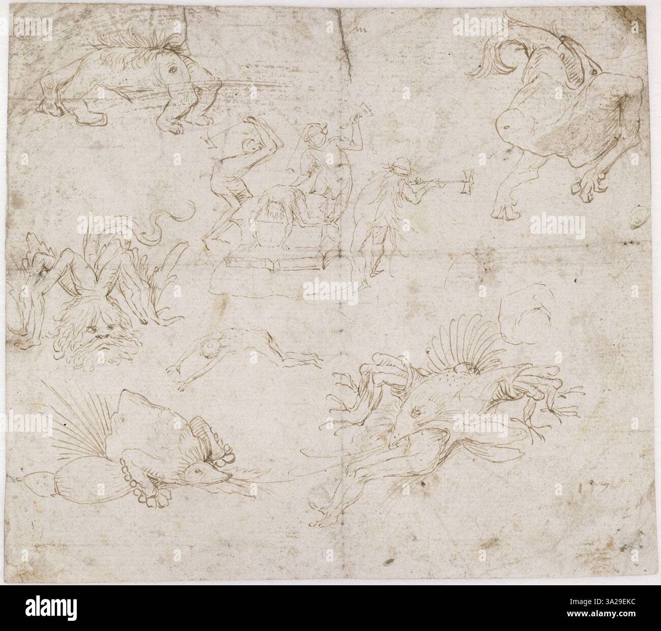 In this work by Hieronymus Bosch, five fantastical creatures are ...