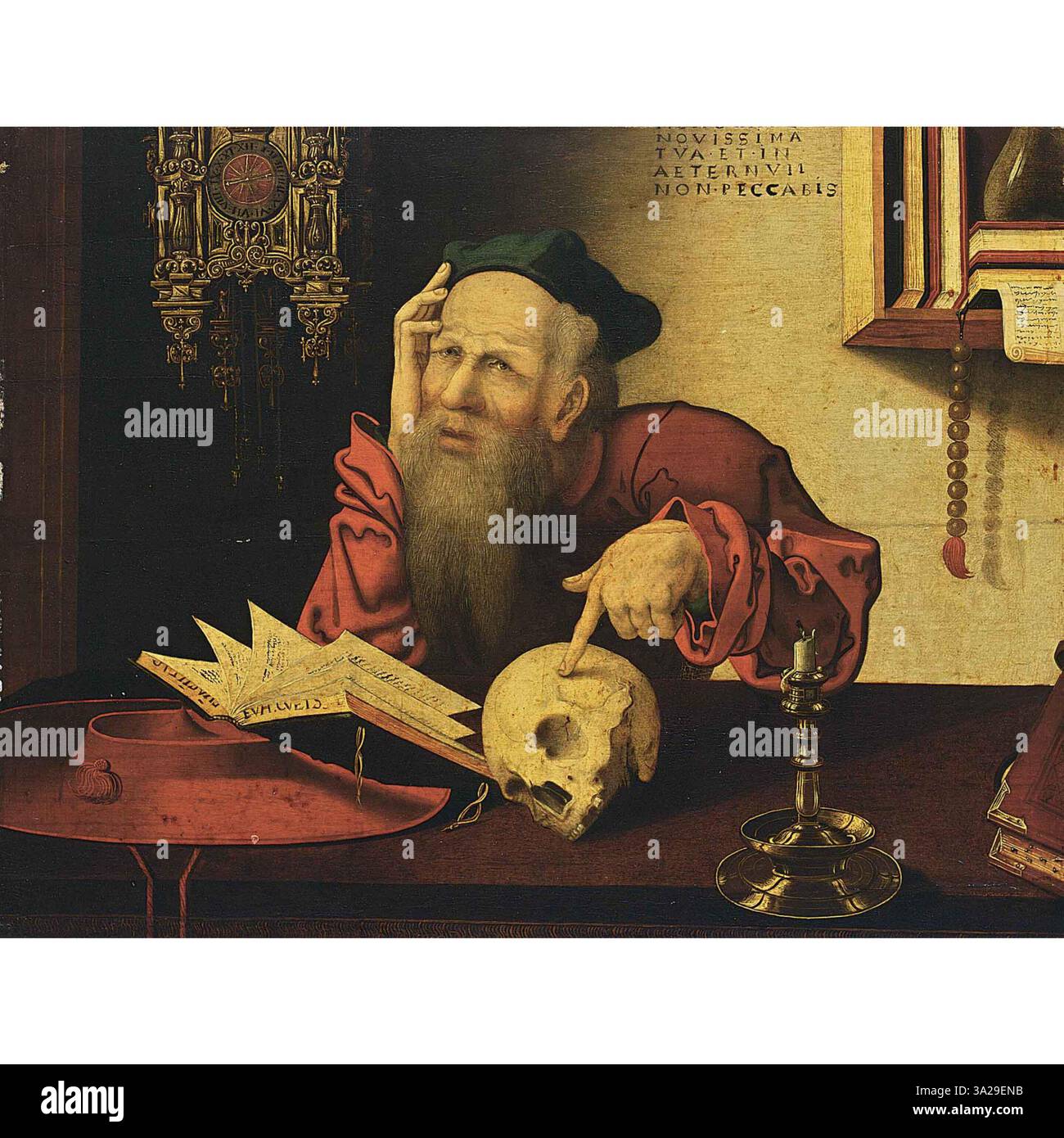Saint Jerome in his study, attributed to Joos van Cleve, depicts the saint as a scholar ...
