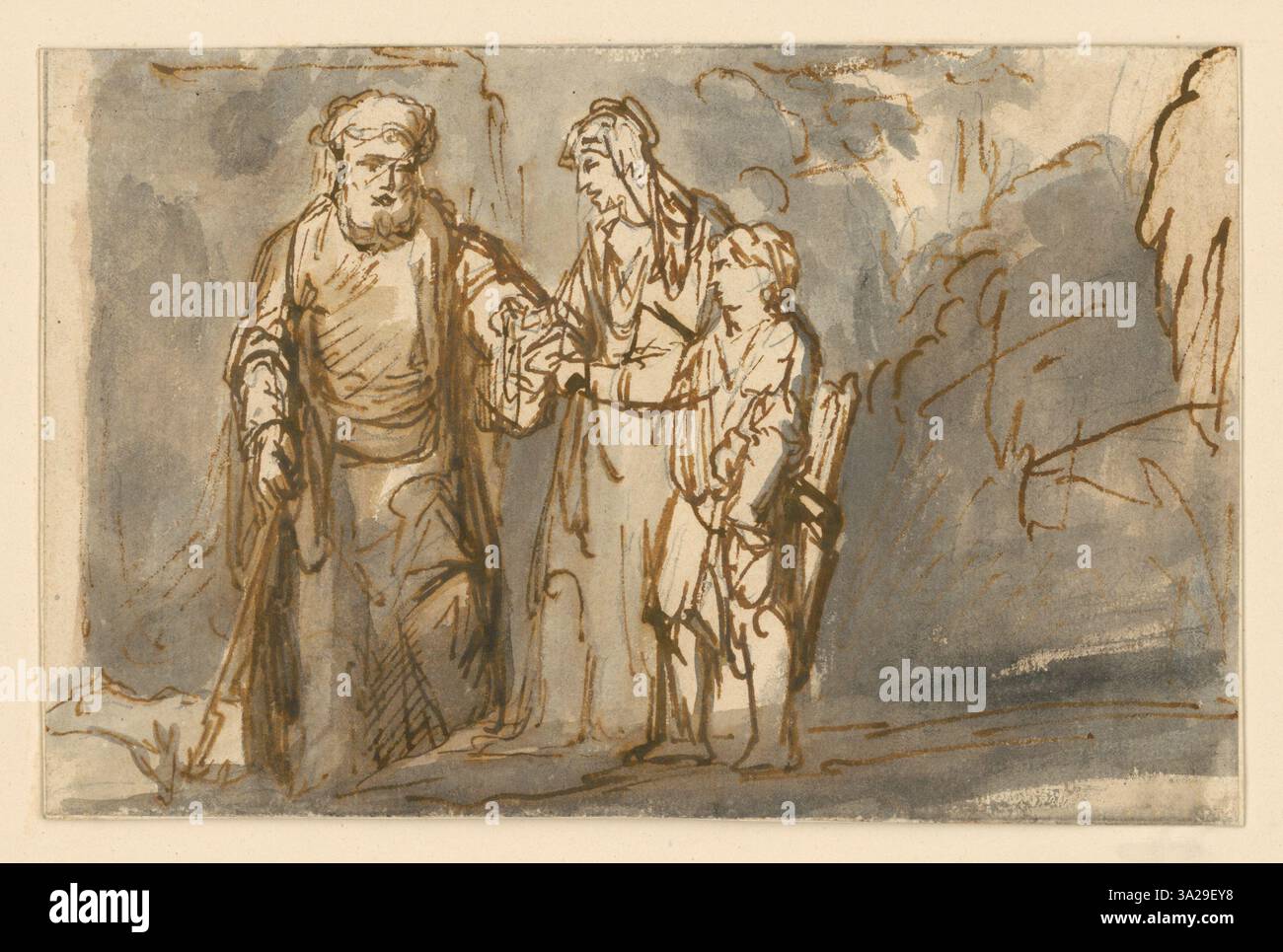 This painting by Rembrandt illustrates the expulsion of Hagar, with ...