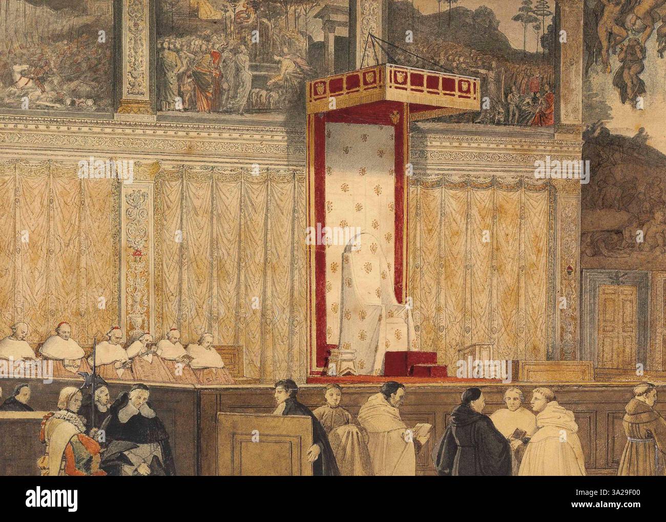 In this piece, Ingres presents a view of the interior of the Sistine ...