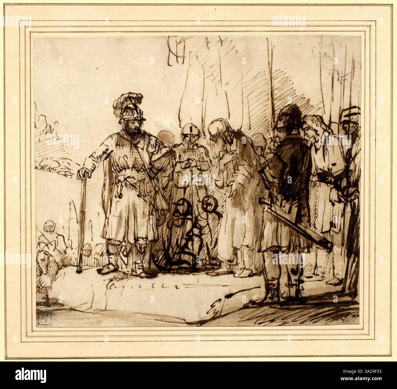 This artwork depicts Saul receiving the head of Goliath, a dramatic ...