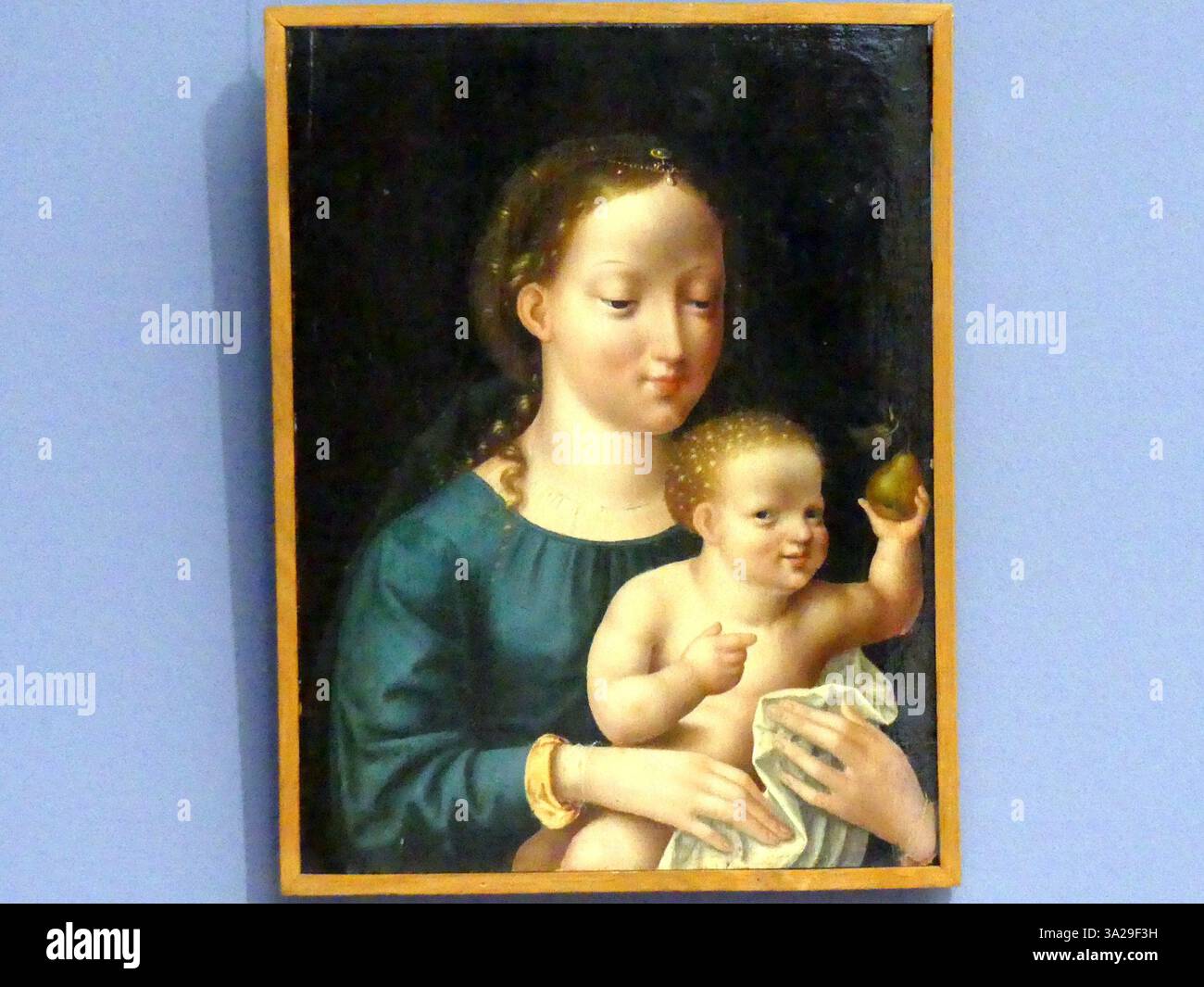 This early 16th-century painting by Joos van Cleve depicts the Madonna, shown with the Christ ...