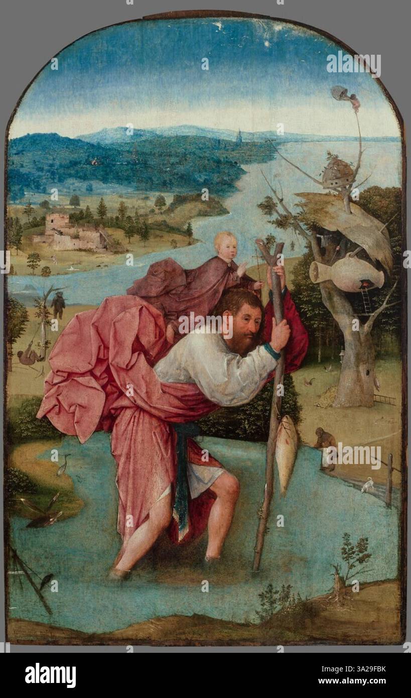 In this 1500 painting by Hieronymus Bosch, Saint Christopher is ...