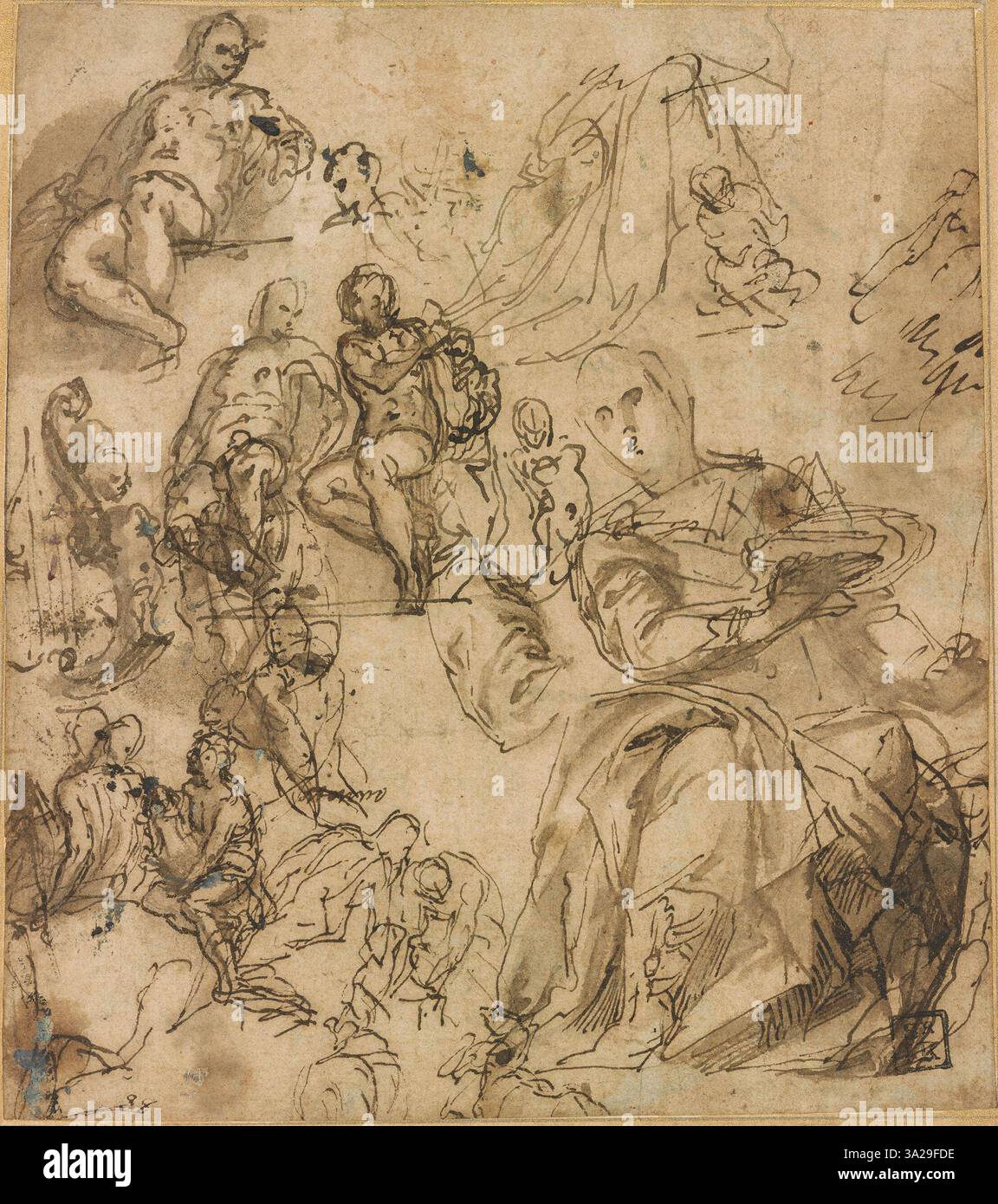 This sheet of studies by Veronese includes depictions of Bacchus and ...