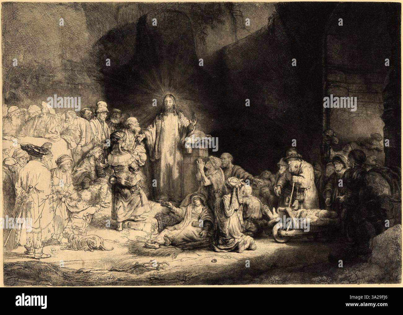 A masterful example of Rembrandt’s skill in etching, this piece ...