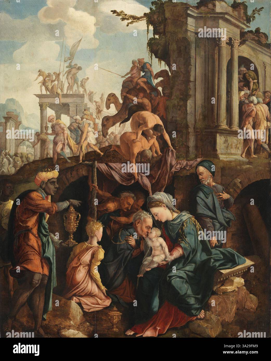 This 16th-century painting from the studio of Jan van Scorel portrays the biblical scene of the ...