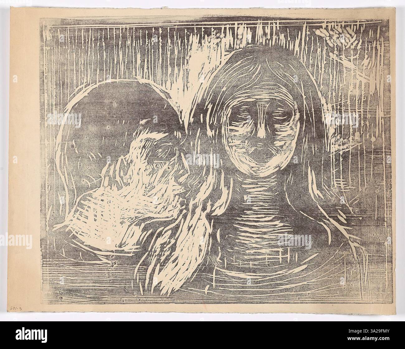 This piece by Edvard Munch captures a tender moment between two figures ...