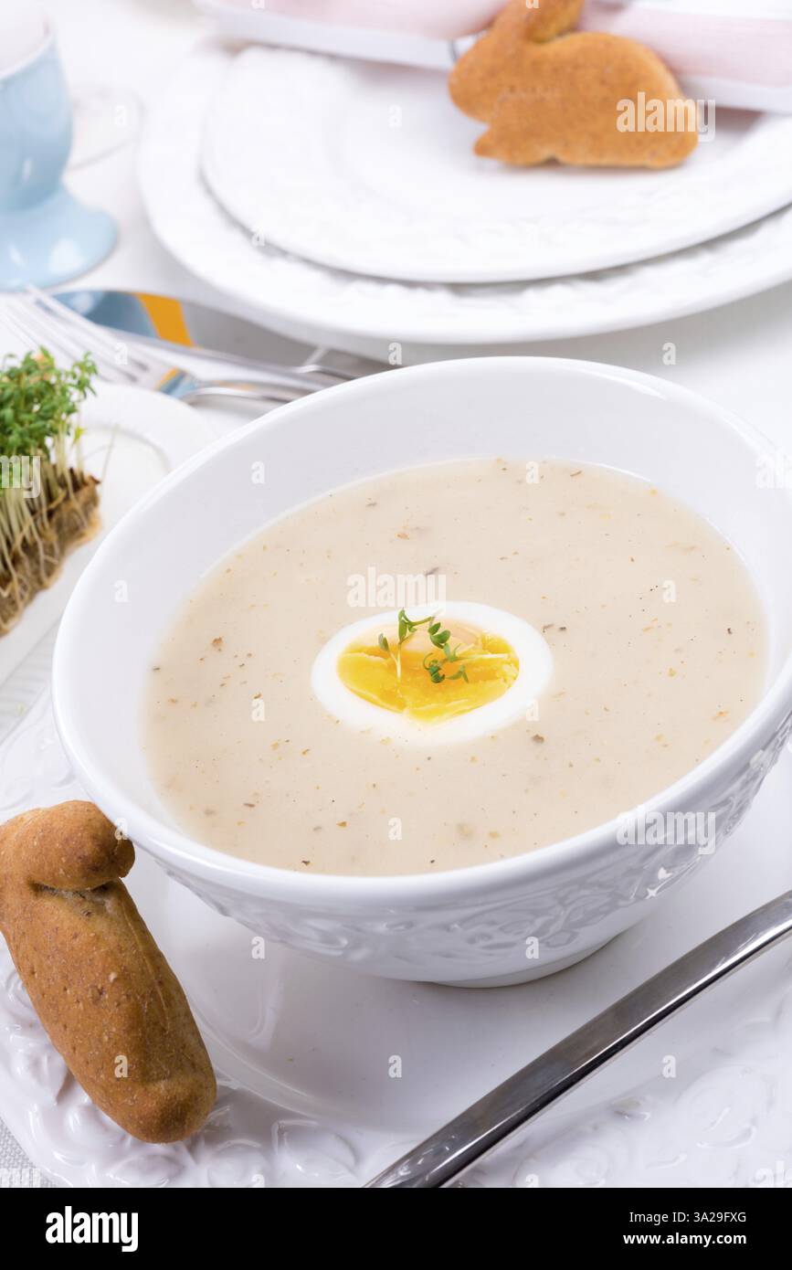 Easter in Polish: sour flour soup for Easter breakfast (?urek Stock Photo - Alamy