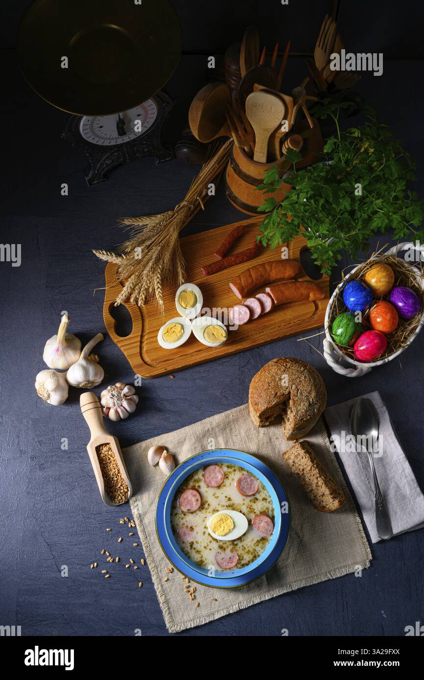 Easter in Polish: sour flour soup for Easter breakfast (?urek Stock ...